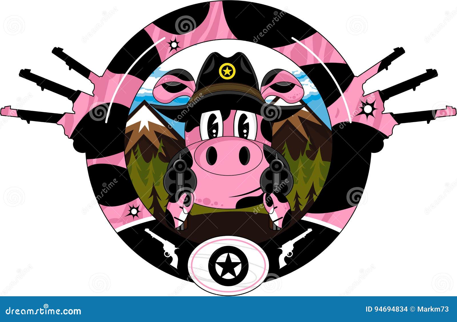 Cartoon Pig Cowboy stock vector. Illustration of outlaw - 94694834