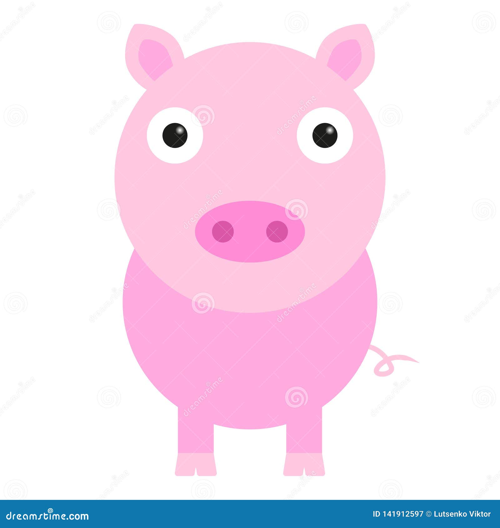 Fun Cartoon Pig. Flat Design Stock Illustration - Illustration of ...