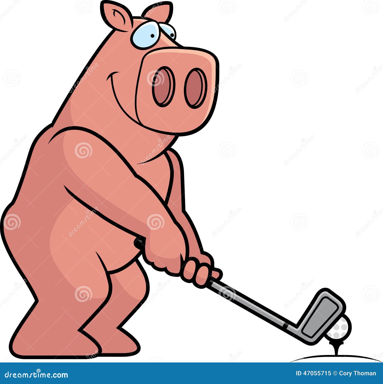 Cartoon Pig Golfing stock vector. Illustration of golf - 47055715