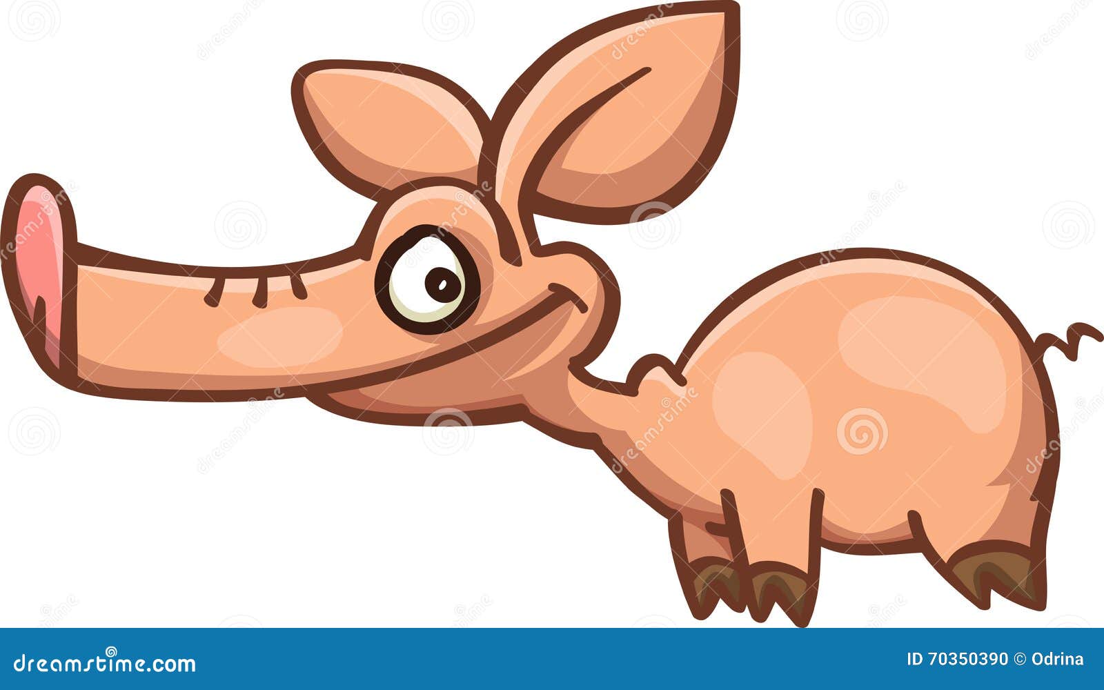 Cartoon Pig with Long Snout Stock Vector - Illustration of piggy ...