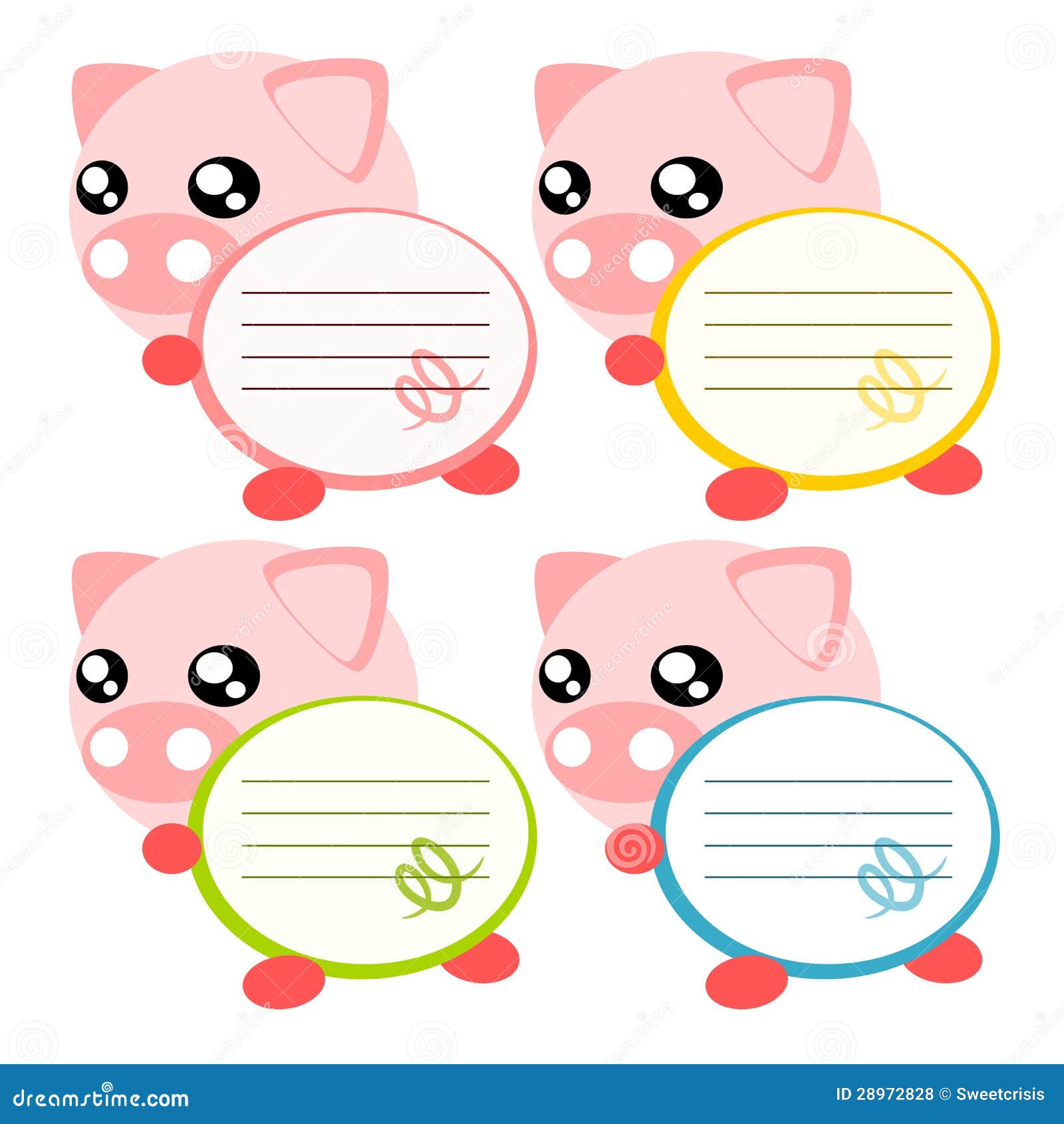 Cartoon Pig Memo Illustration Stock Vector - Illustration of cartoon ...