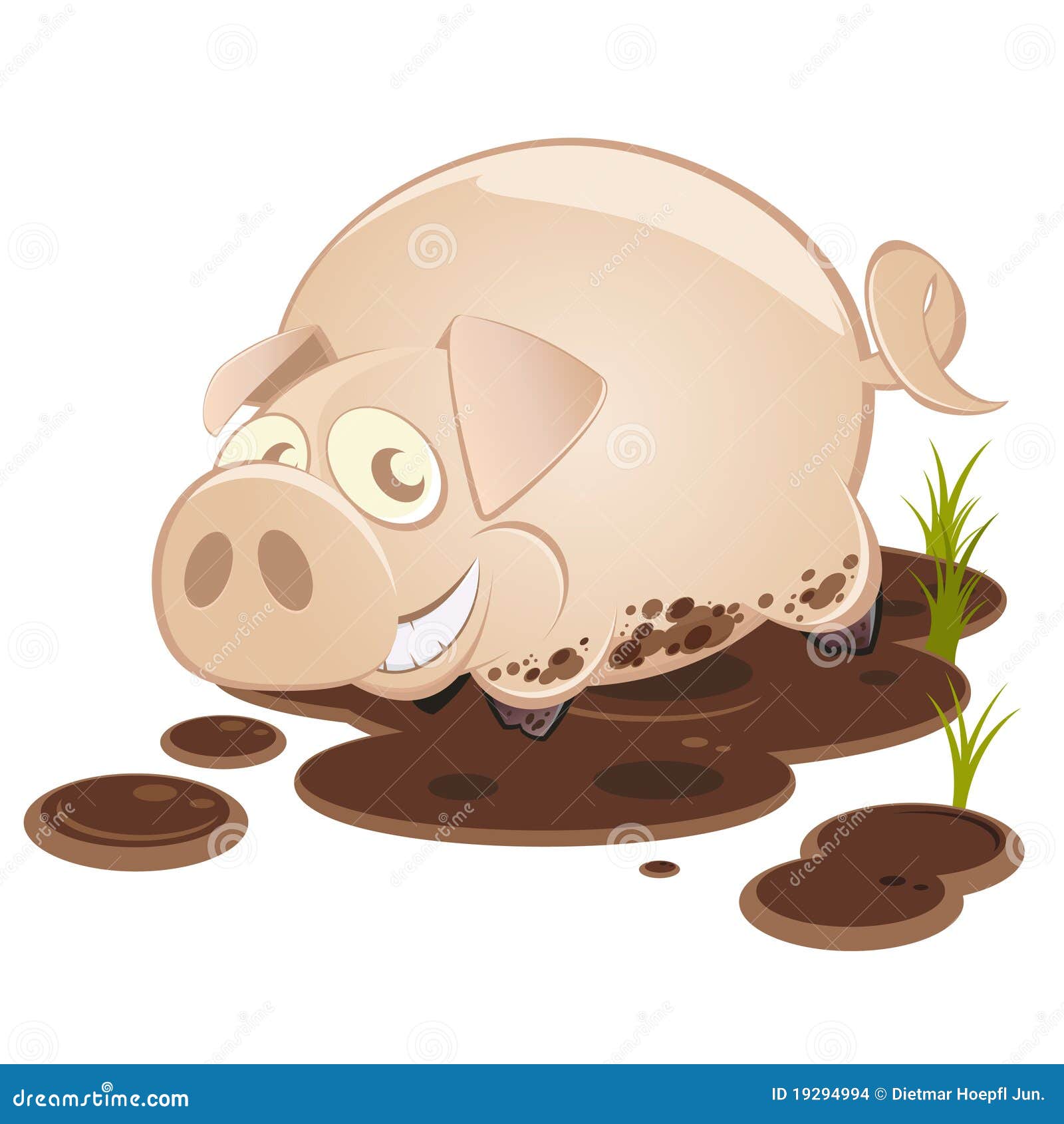 Cartoon Pig in the Mud Smiling Stock Vector - Illustration of comic ...