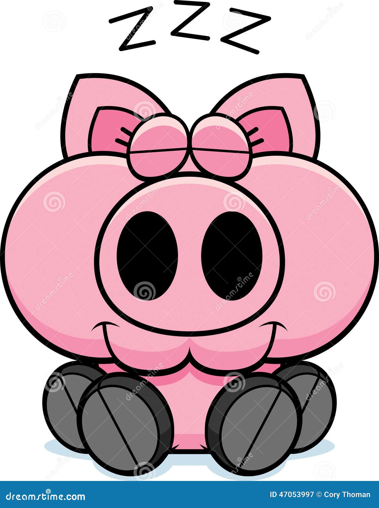 Cartoon Pig Napping stock vector. Illustration of bedtime - 47053997