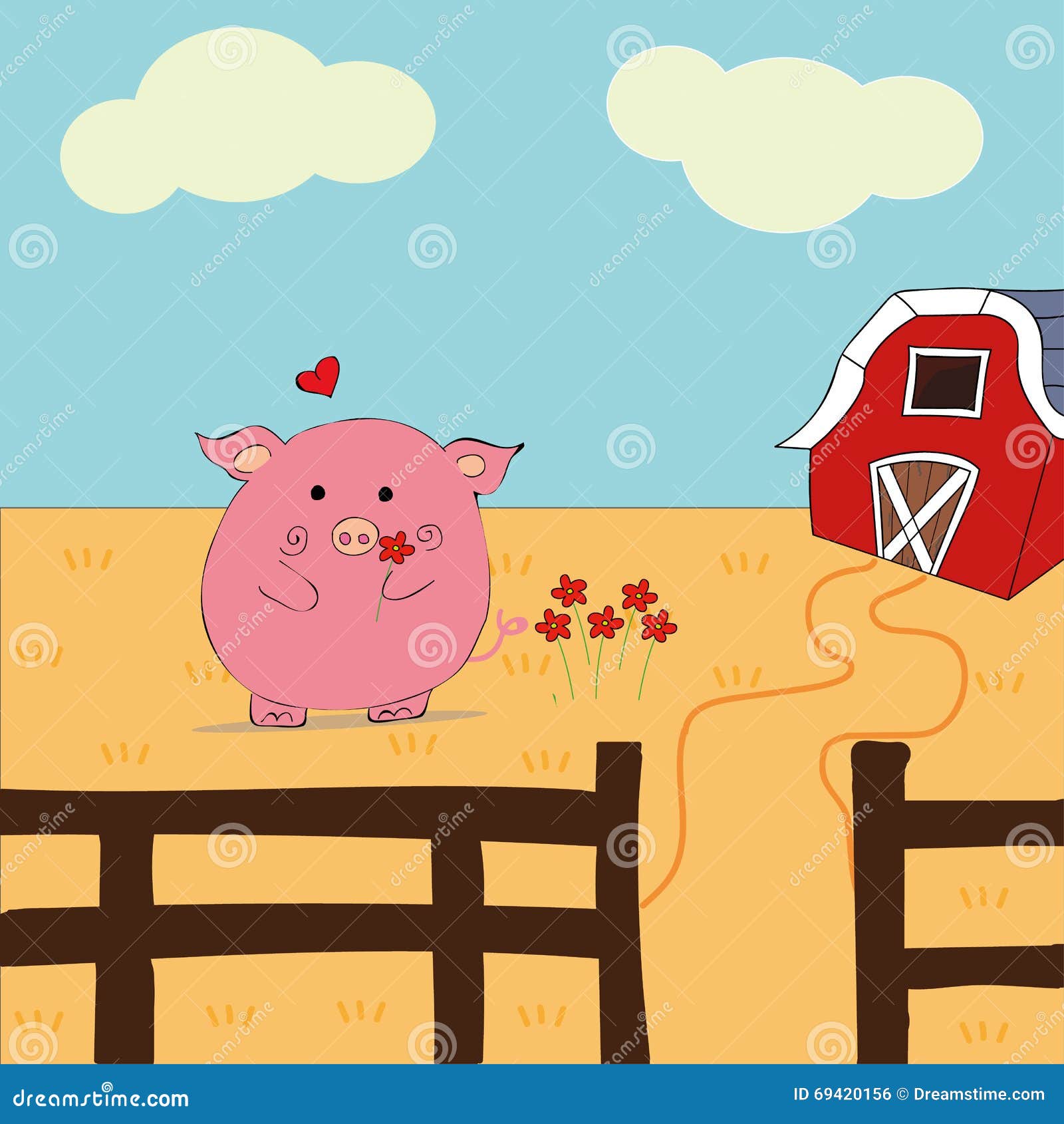 Cartoon pig, pig, farm stock illustration. Illustration of baby - 69420156