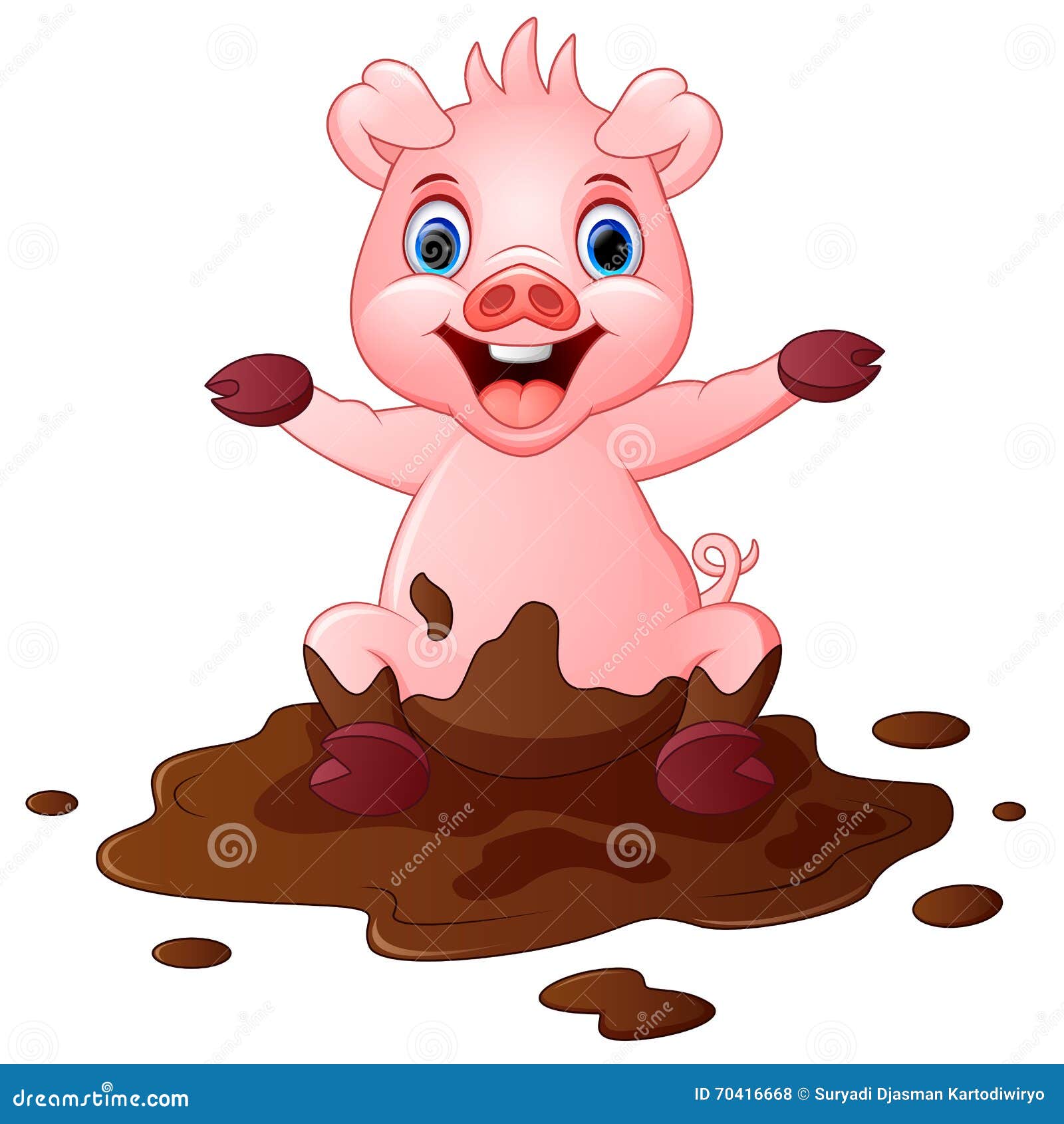 Cartoon Pig Play in a Mud Puddle Stock Vector - Illustration of mouth ...