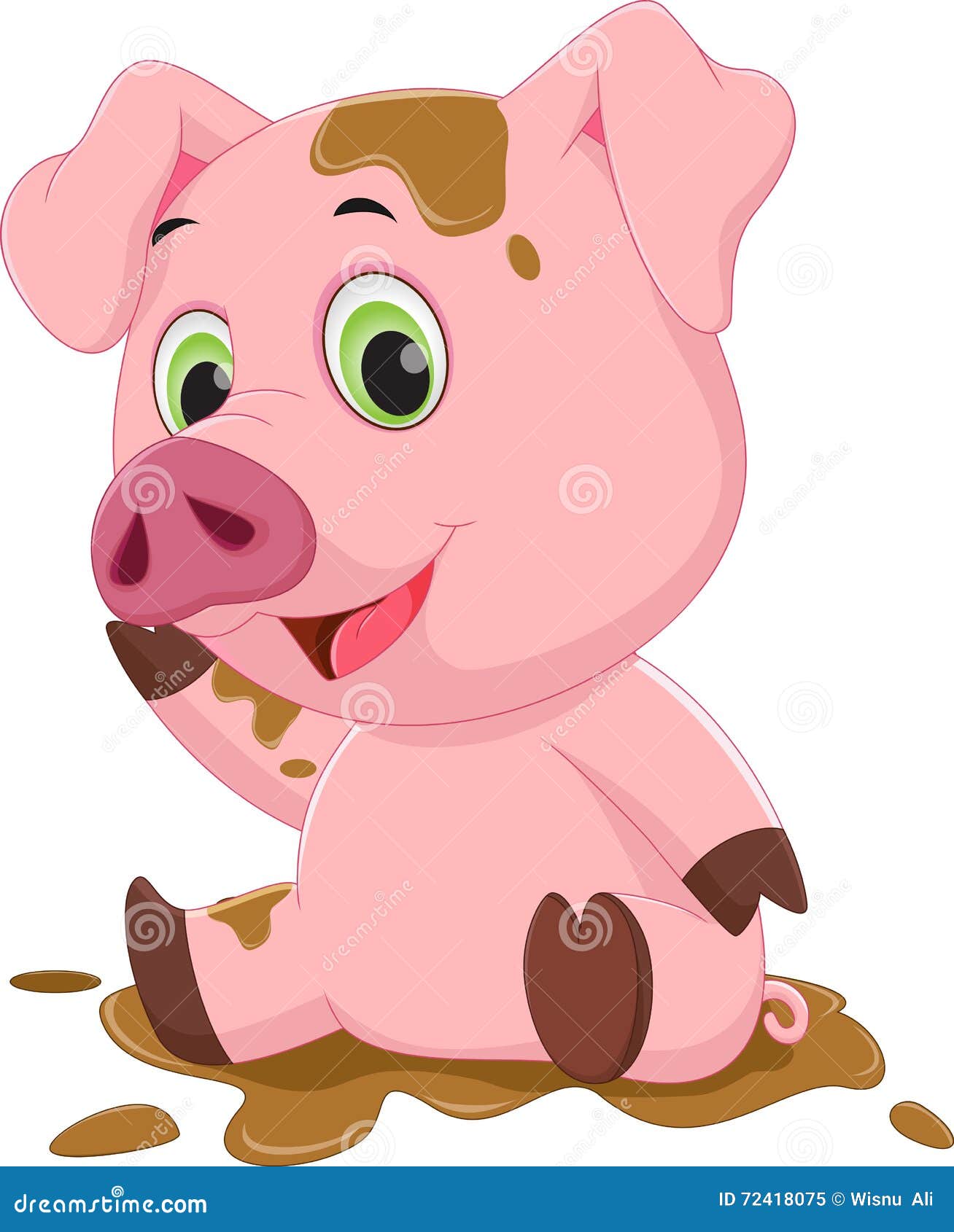 Cartoon pig play in mud stock vector. Illustration of smile - 72418075