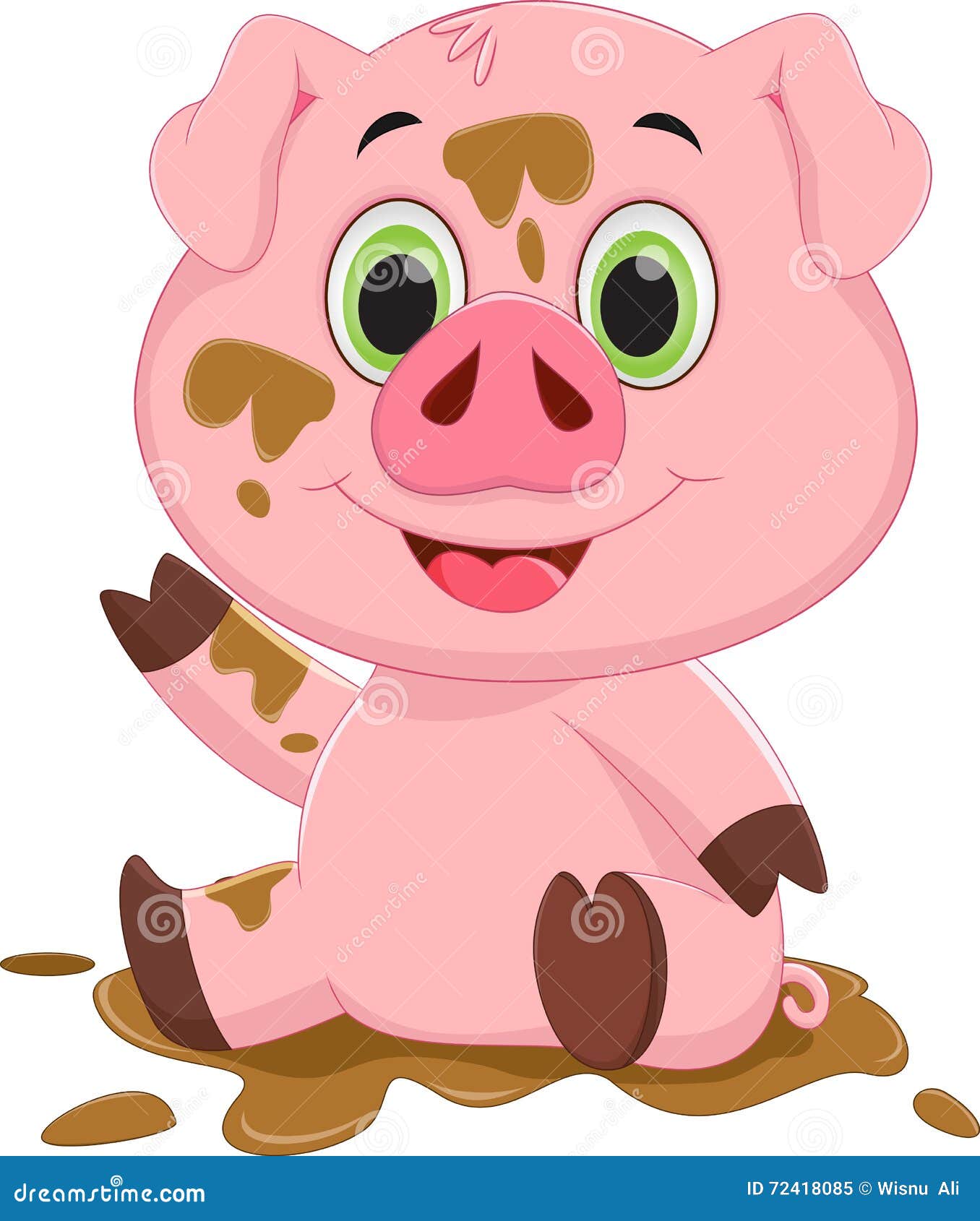 Cartoon pig play in mud stock vector. Illustration of young - 72418085