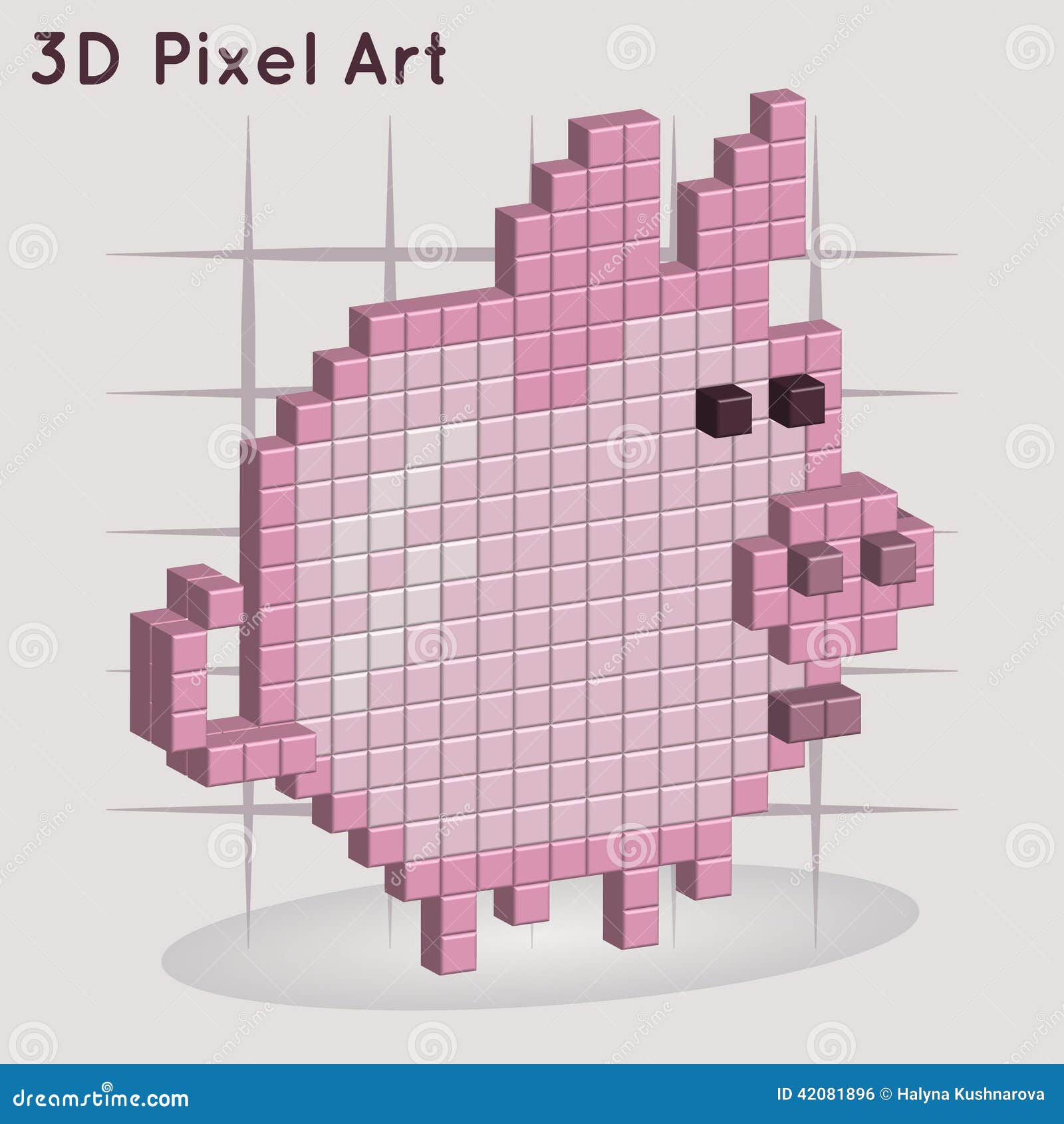 Cartoon Piggy. 3D Pixel Art. Stock Vector - Illustration of cube ...