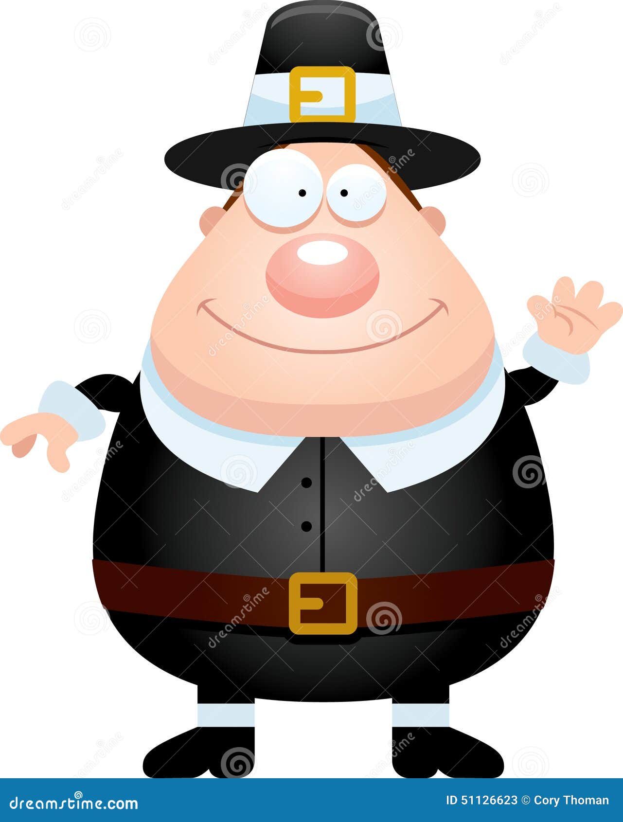 Cartoon Pilgrim Waving stock vector. Illustration of happy - 51126623