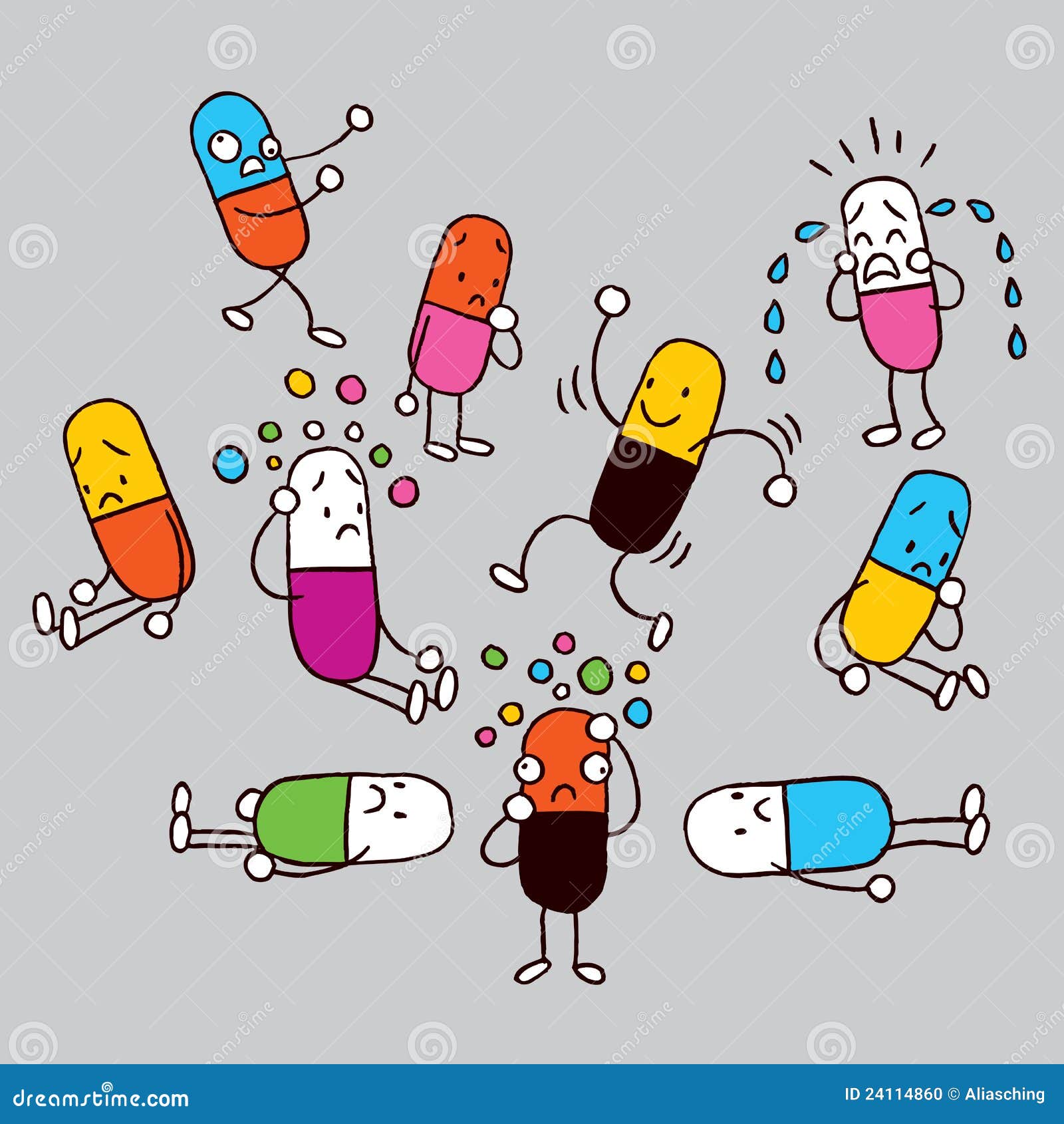 Cartoon pills stock vector. Illustration of face, capsule - 24114860