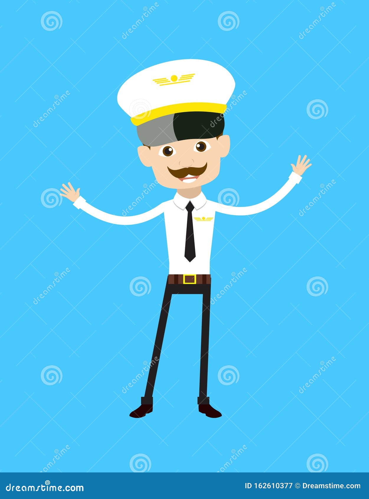 Cartoon Pilot Flight Attendant - in Cheerful Pose Stock Vector ...