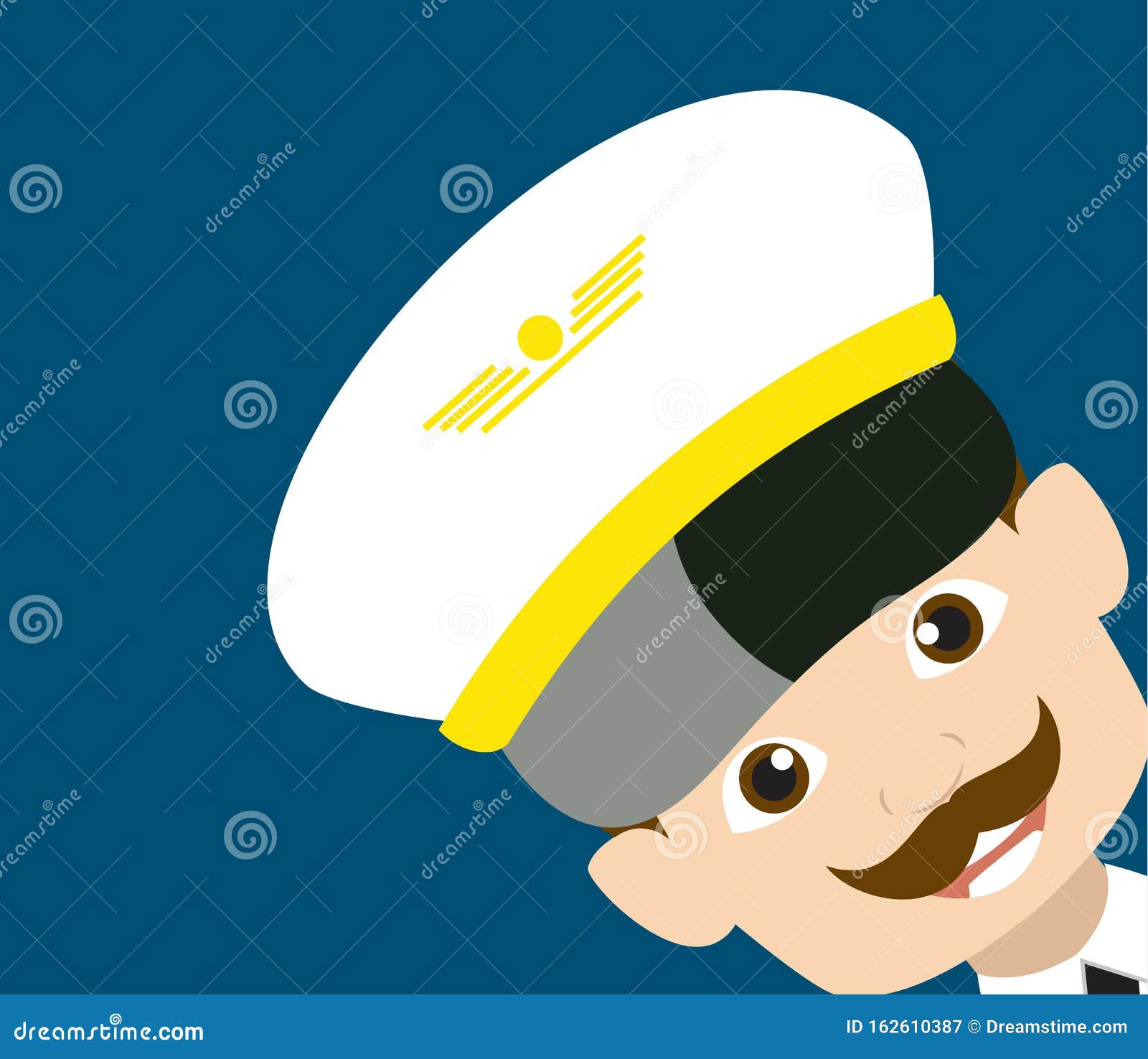 Pilot`s Head Emoticon With A Friendly Smile Doodle Kawaii. Doodle Icon ...