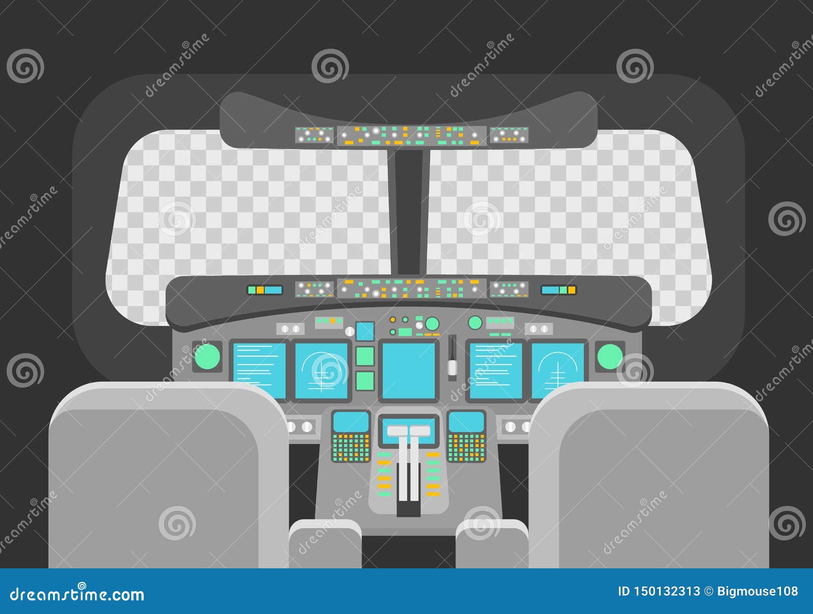 Cartoon Pilots Cockpit Empty Template Concept. Vector Stock Vector ...