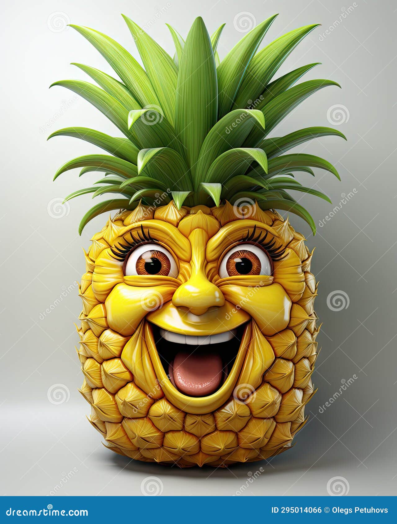 A Cartoon Pineapple with a Face Made of it S Leaves. Generative Ai ...
