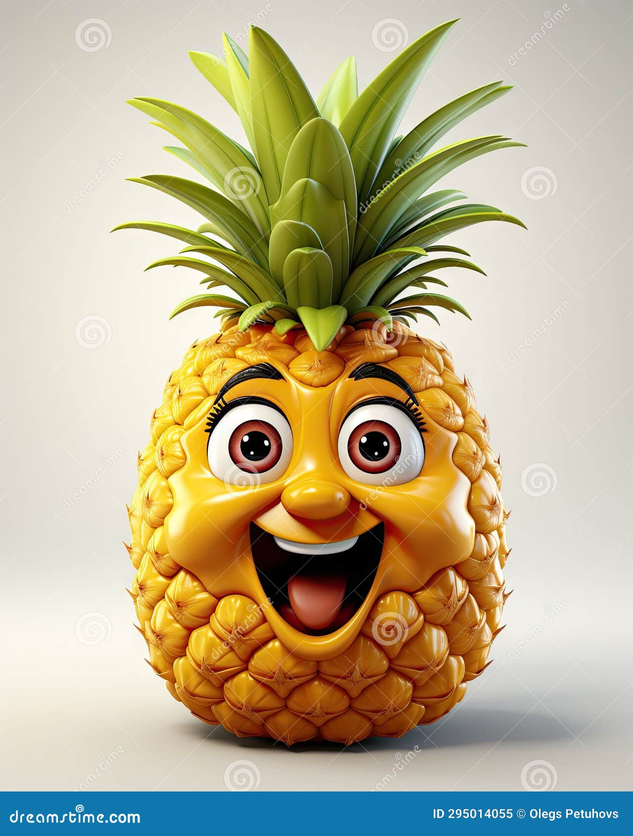 A Cartoon Pineapple with a Happy Face and Big Eyes. Generative Ai Stock ...