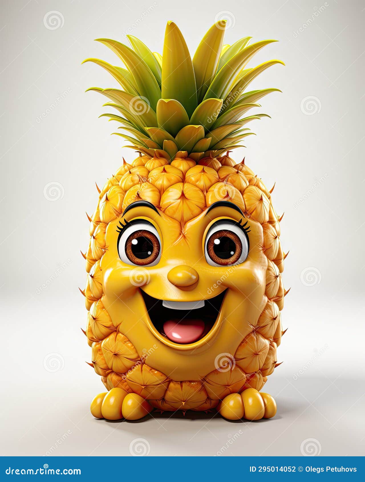 A Cartoon Pineapple with a Smile on Its Face and Eyes. Generative Ai ...