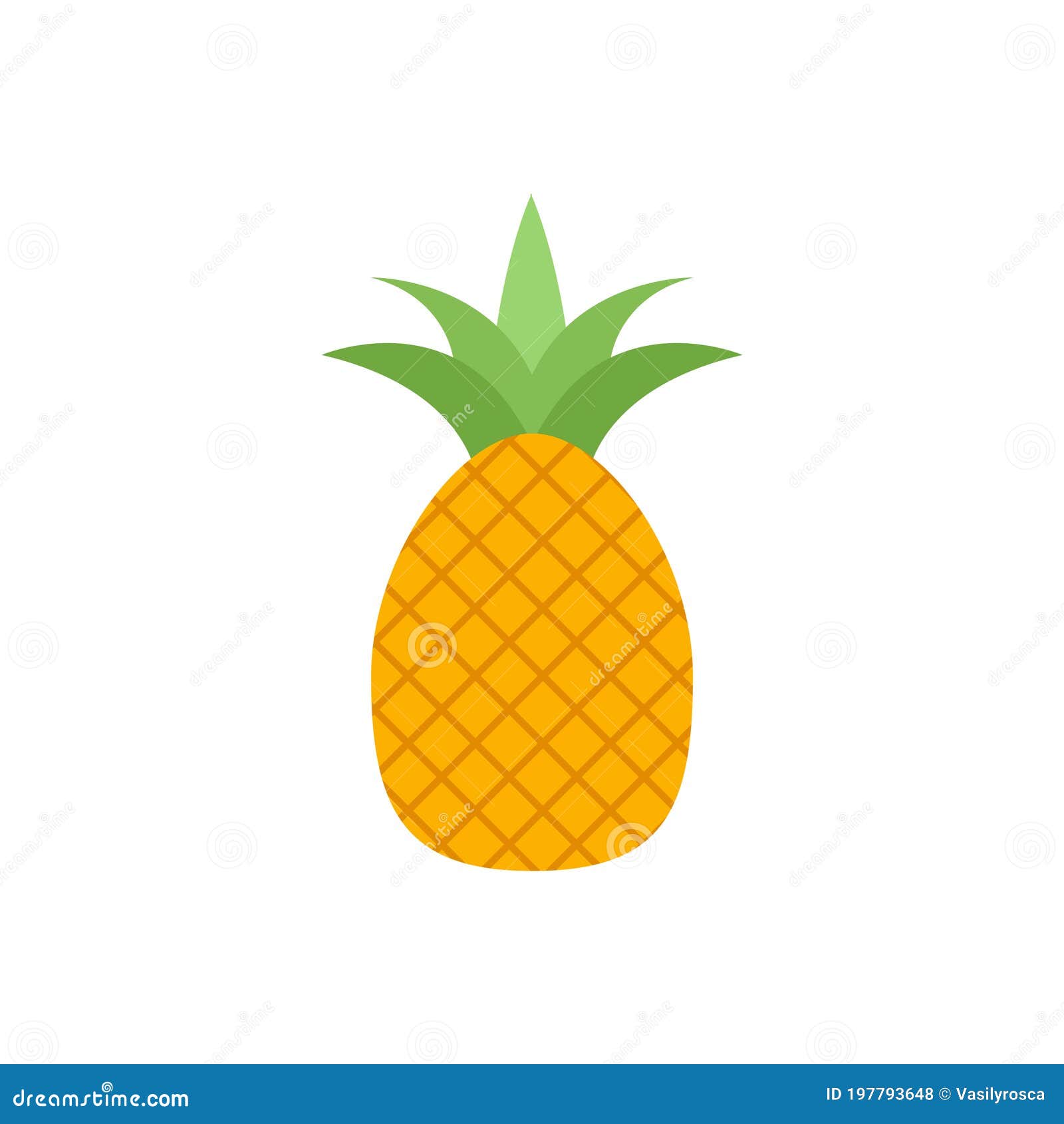 Cartoon Pineapple Vector Cute Silhouette Exotic Simple Icon. Pineapple ...
