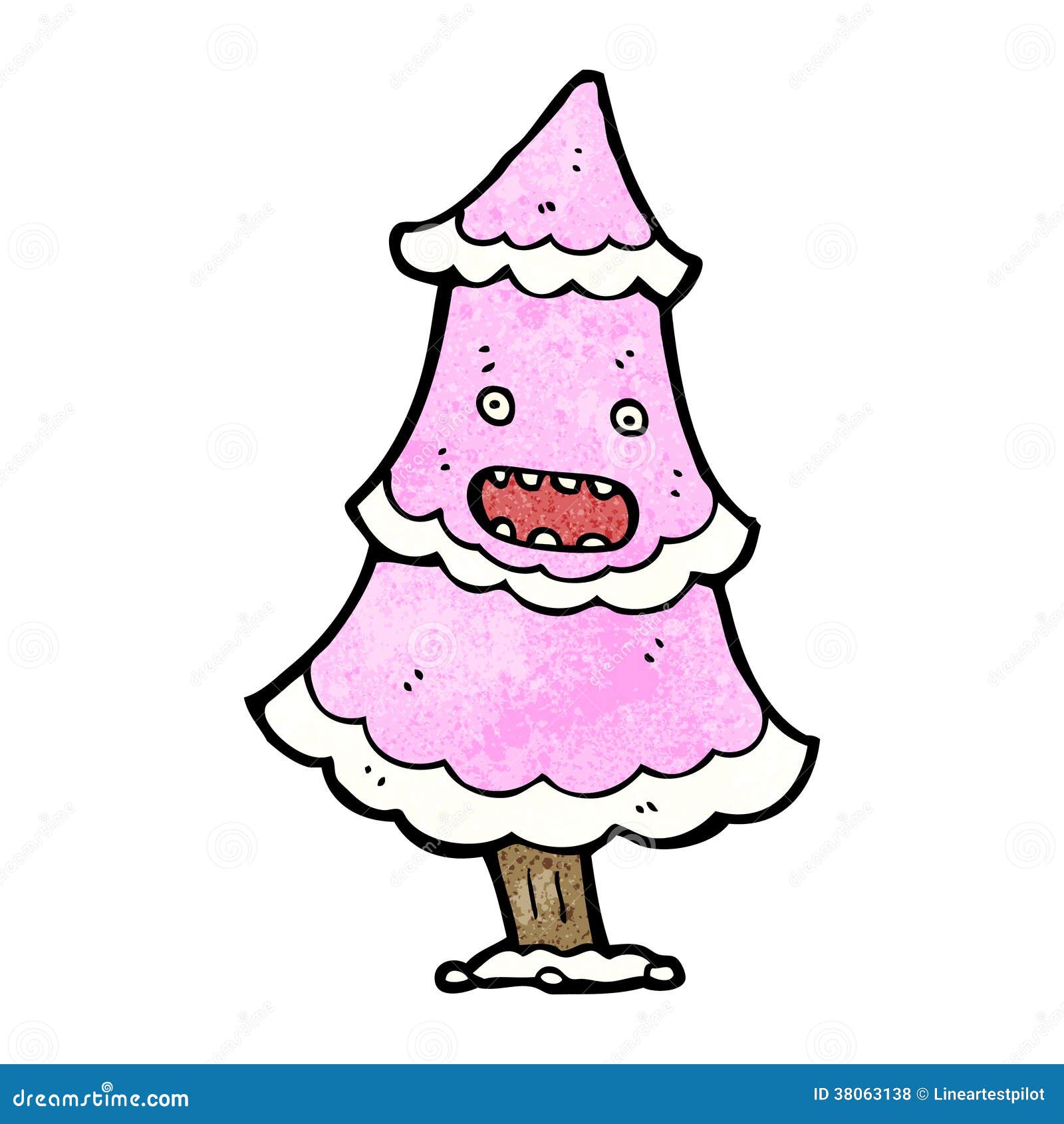 Cartoon Pink Christmas Tree Stock Vector - Illustration of christmas ...