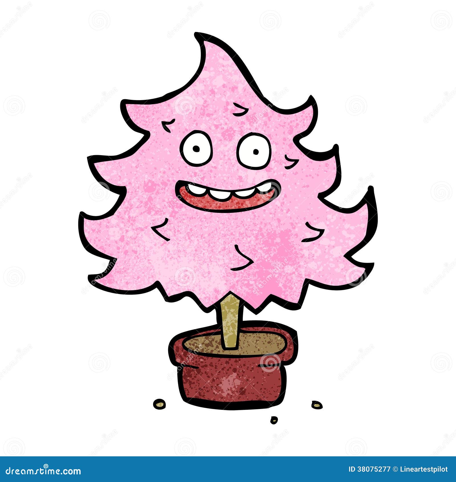 Cartoon Pink Christmas Tree Stock Illustration - Illustration of hand ...