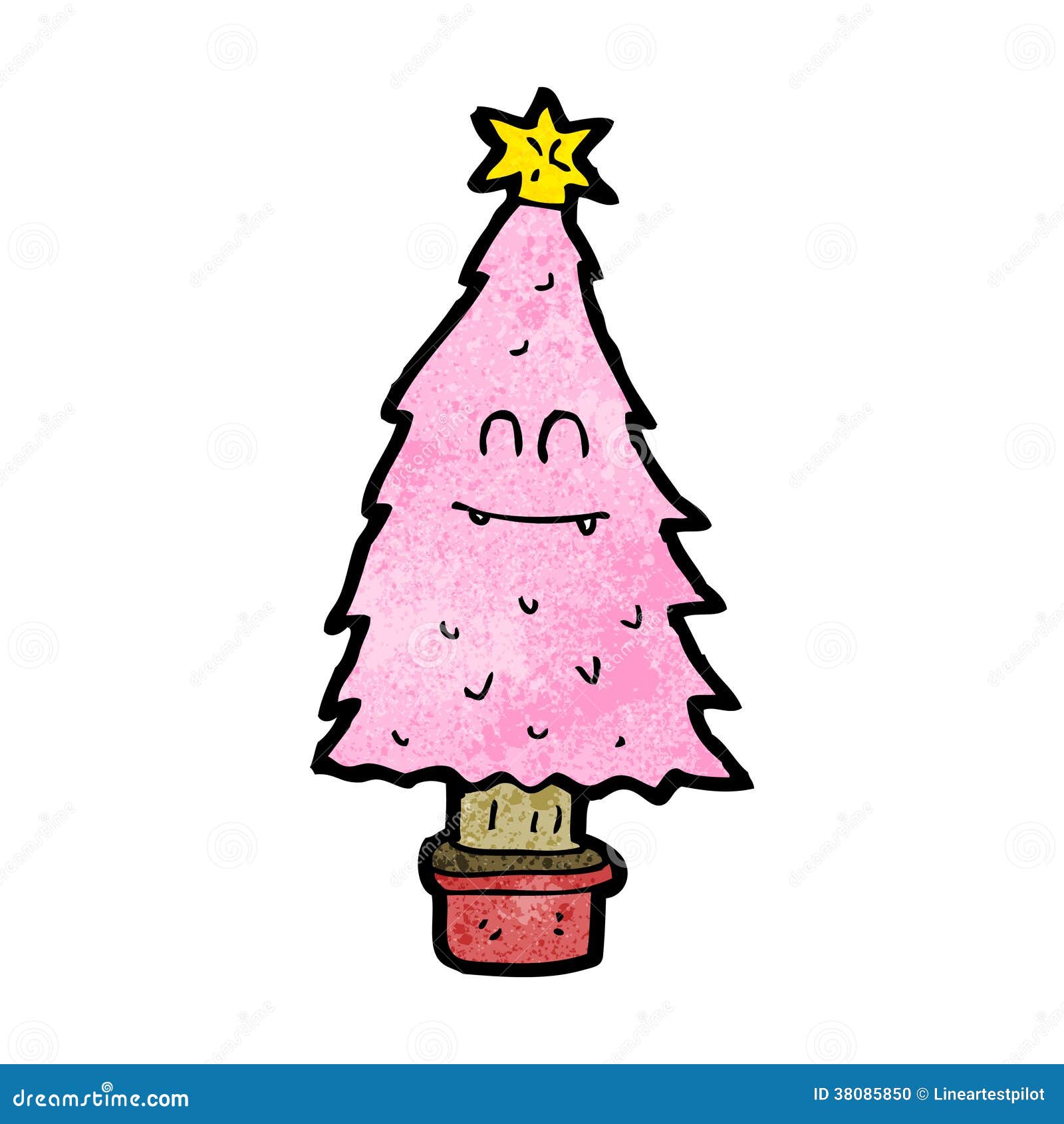 Cartoon Pink Christmas Tree Stock Vector - Illustration of quirky ...
