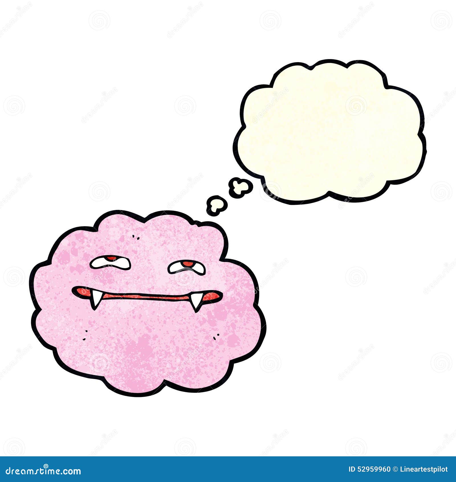 Cartoon Pink Fluffy Vampire Cloud with Thought Bubble Stock ...