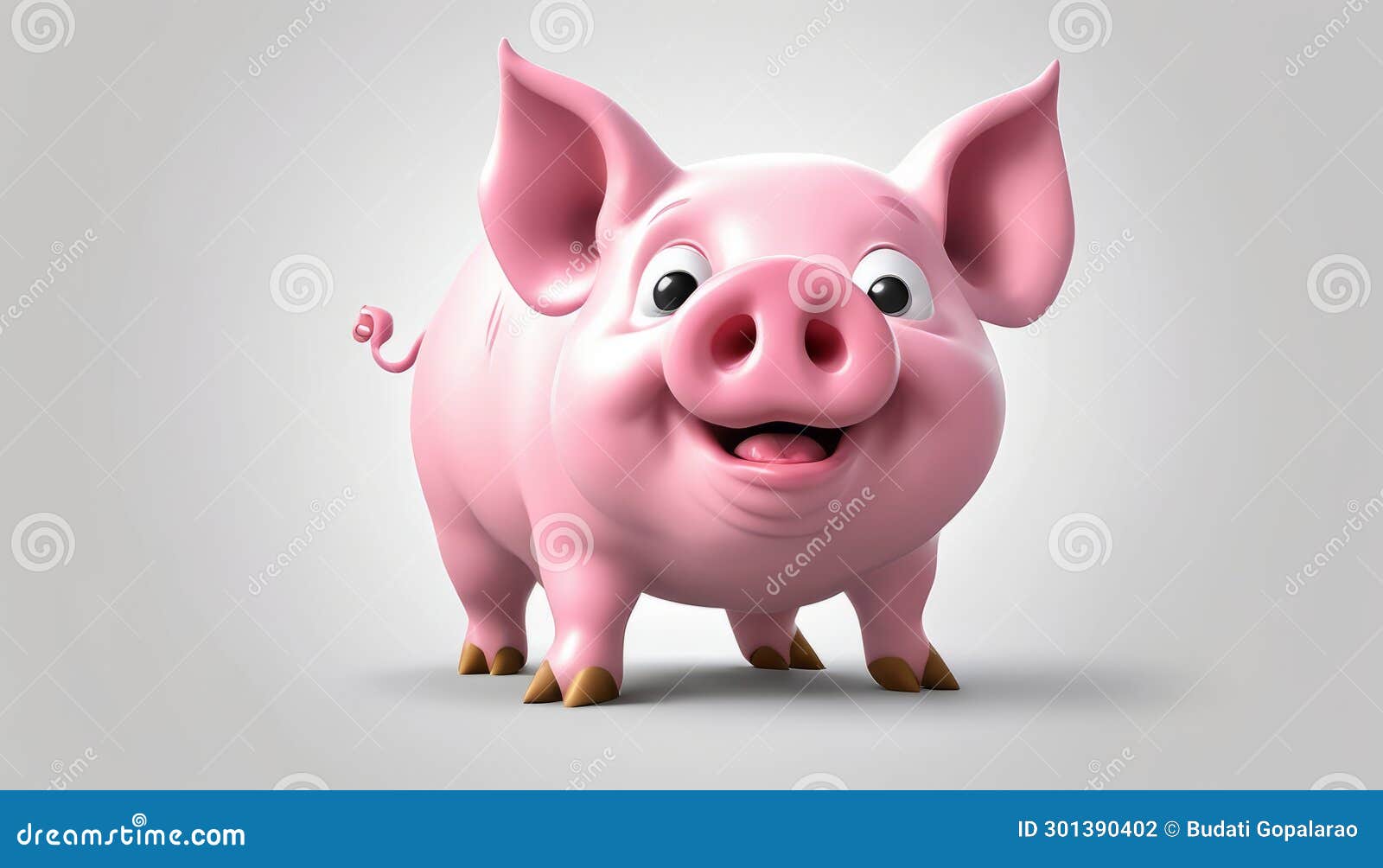 A Cartoon Pink Pig with a Big Smile Stock Illustration - Illustration ...