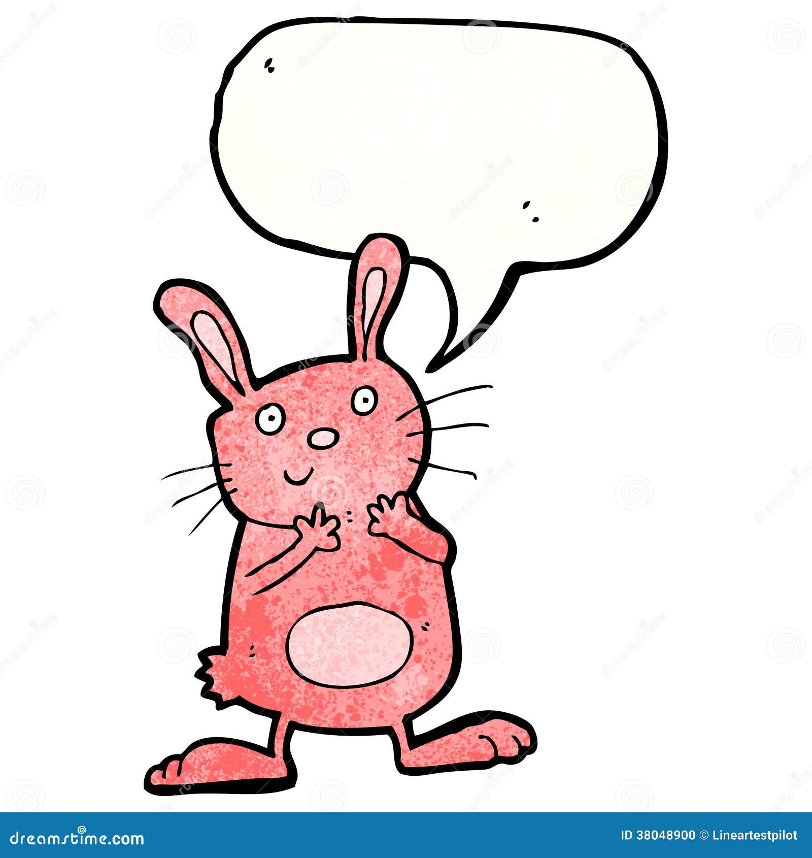 Cartoon pink rabbit stock illustration. Illustration of speech - 38048900