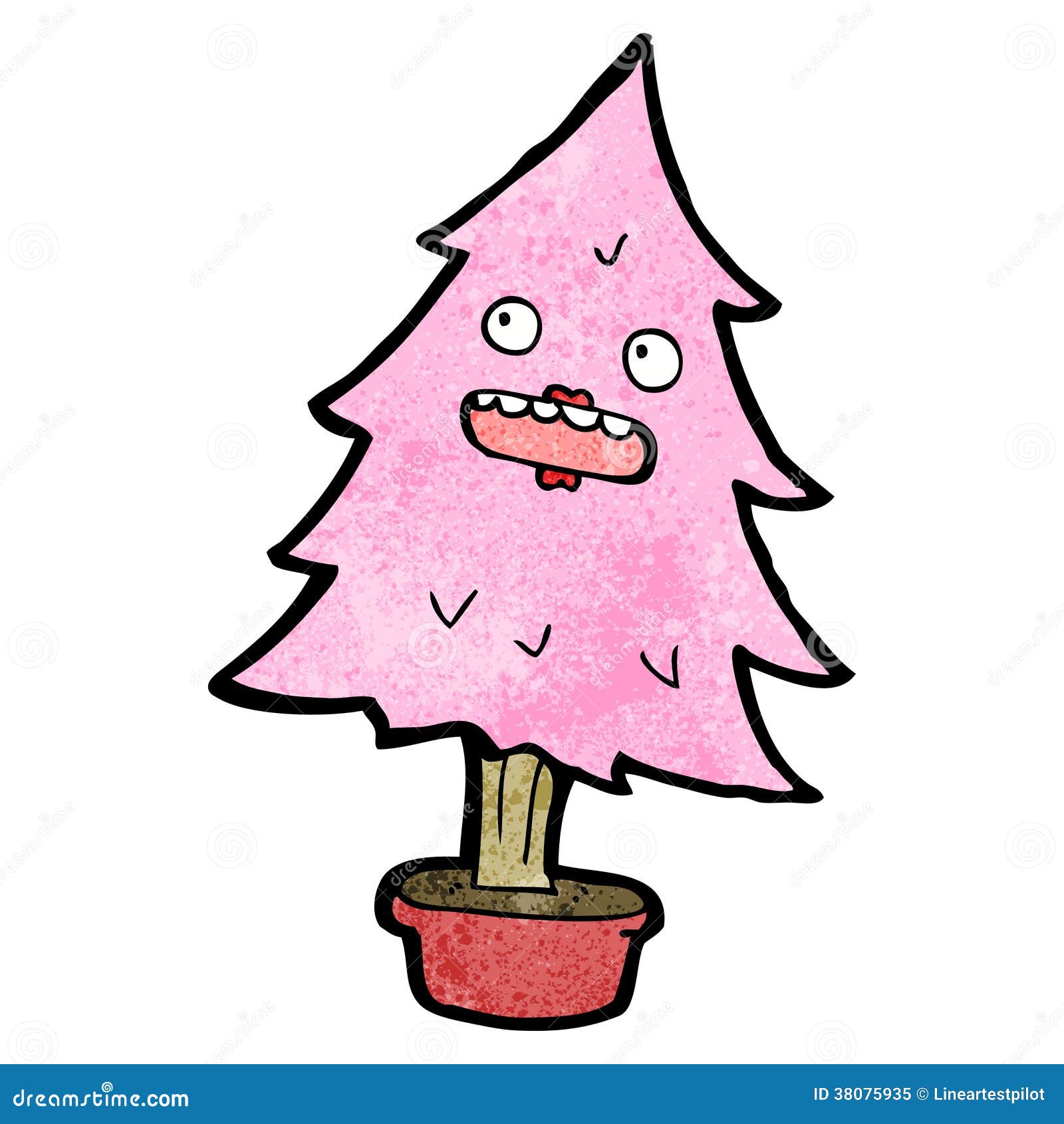 Cartoon pink tree stock illustration. Illustration of xmas - 38075935