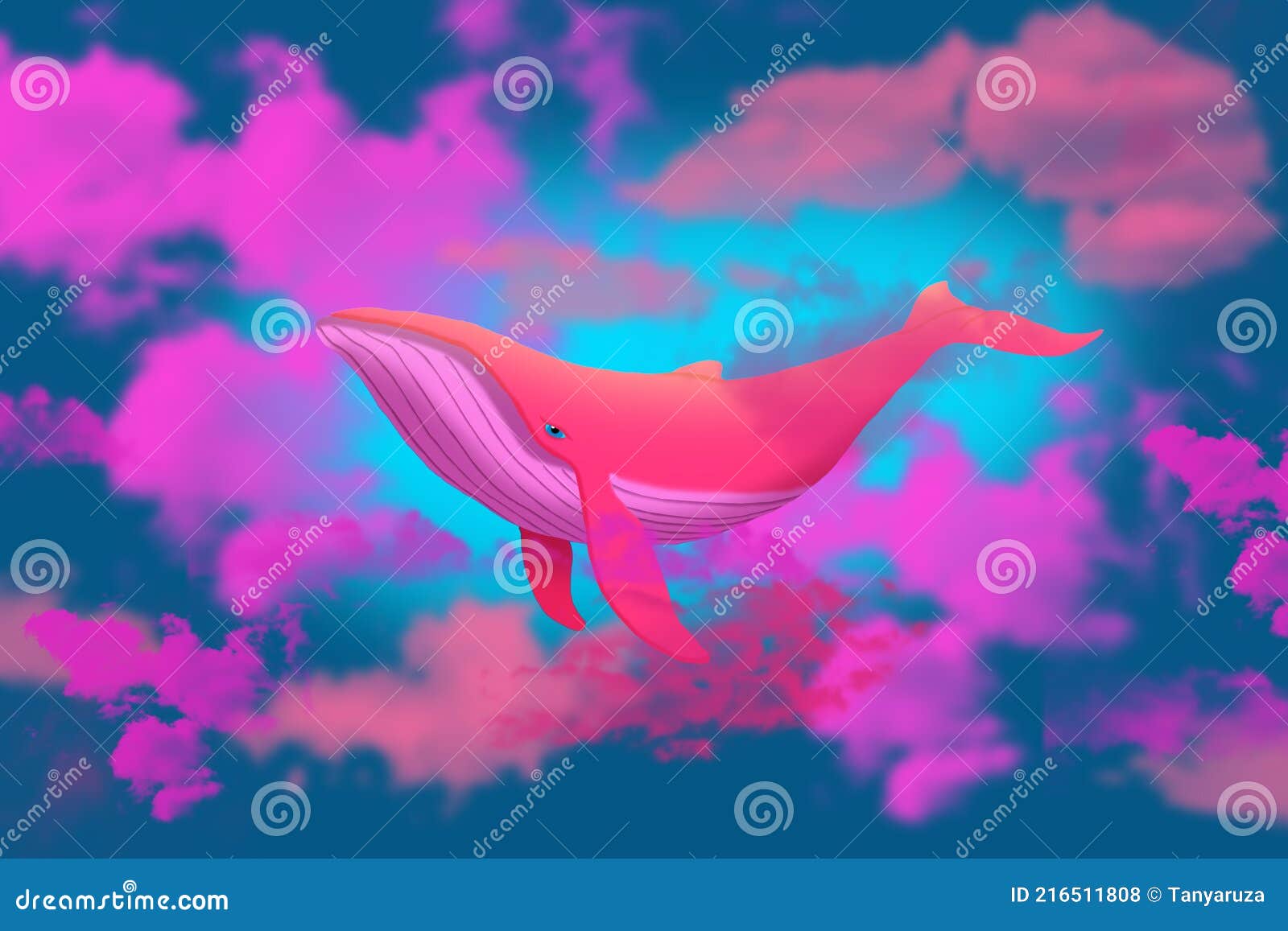 Pink Whale Blowing Water Cartoon Vector Illustration | CartoonDealer ...