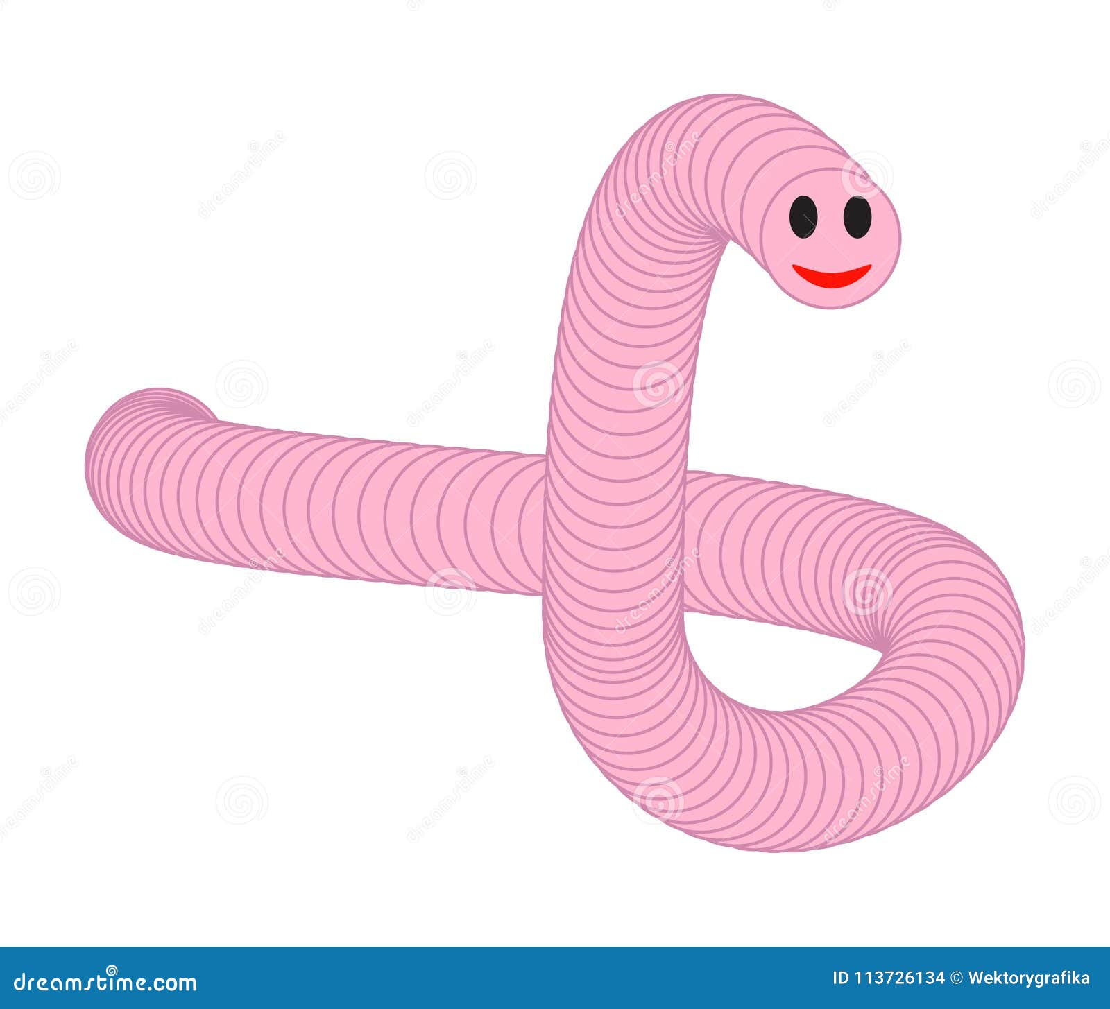Cartoon Pink Worm Isolated on White Background Stock Vector ...