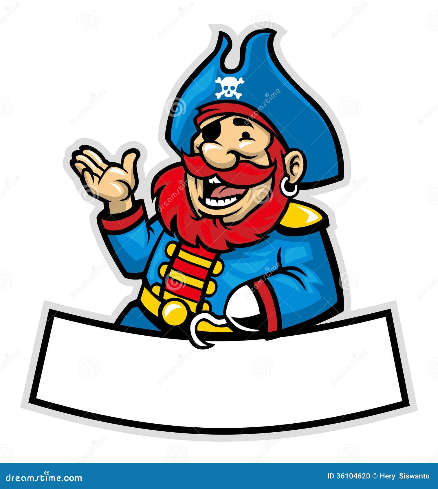 Pirate Salute With Blank Sign Cartoon Vector | CartoonDealer.com #35934255