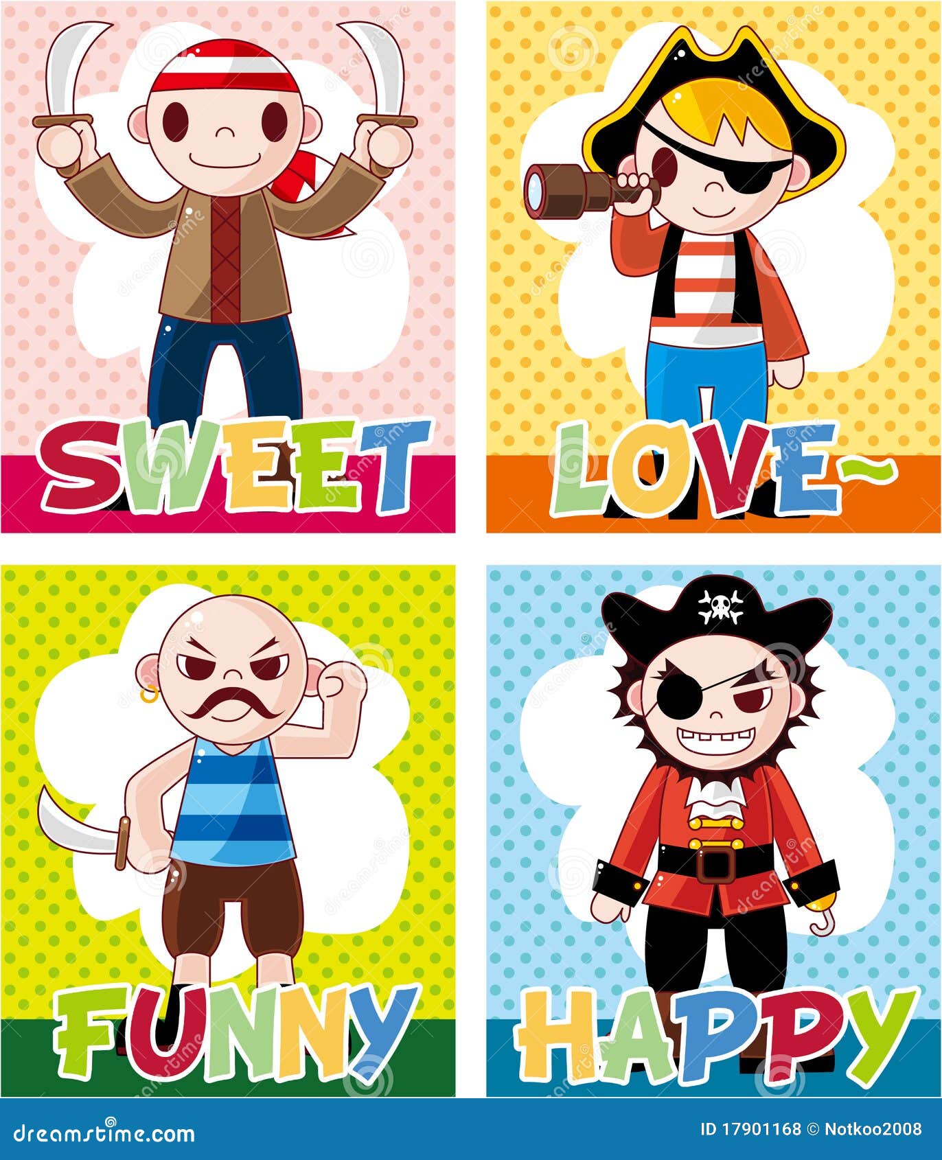 Cartoon Pirate Kneeling With Anchor On Rope Stock Photography ...