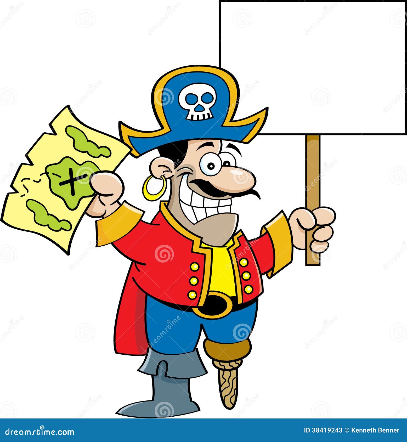 Cartoon Pirate Holding a Sign Stock Vector - Illustration of clip ...