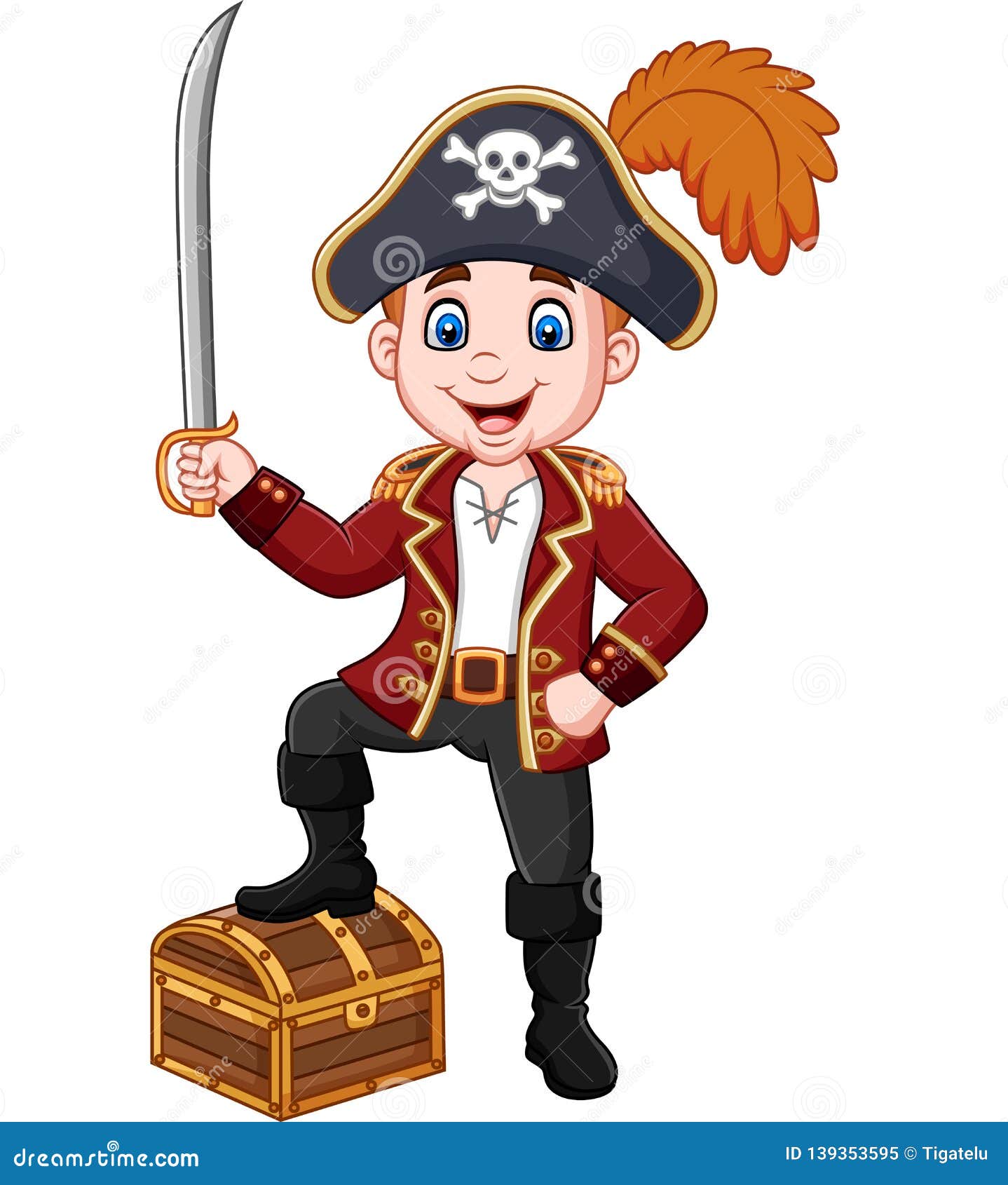 Cartoon Pirate Holding a Sword Stock Vector - Illustration of party ...