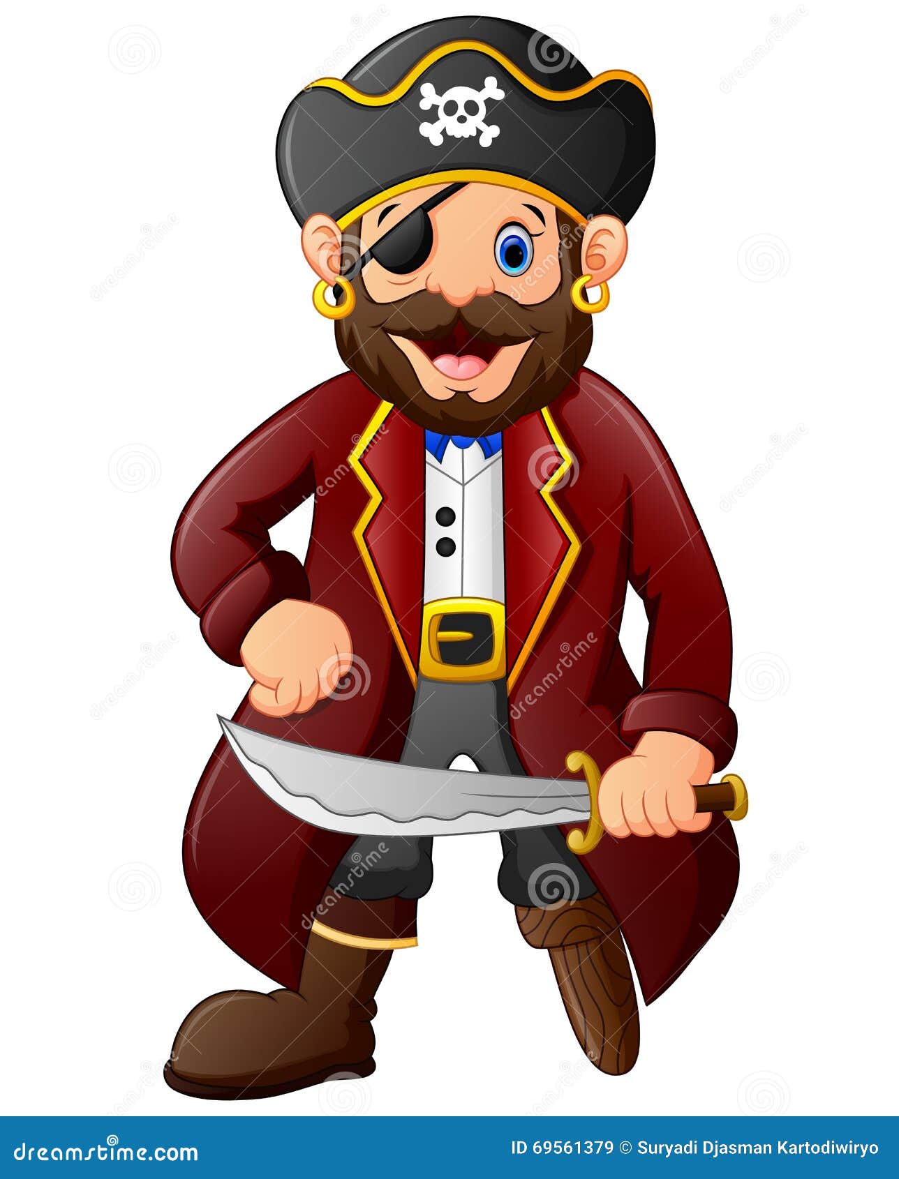 Cartoon Pirate Holding a Sword Stock Vector - Illustration of swords ...