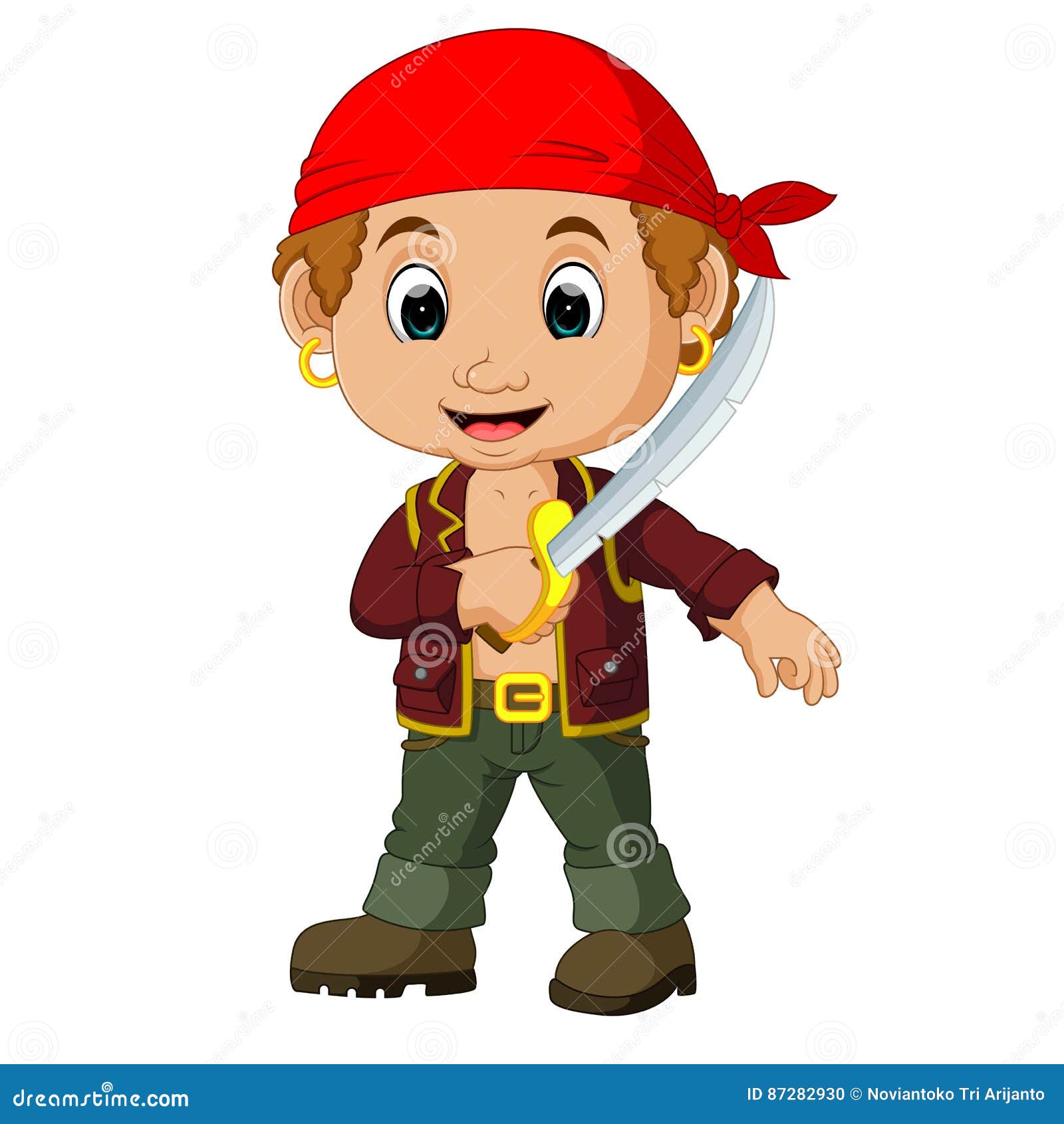 Cartoon Pirate Holding a Sword Stock Vector - Illustration of mascot ...