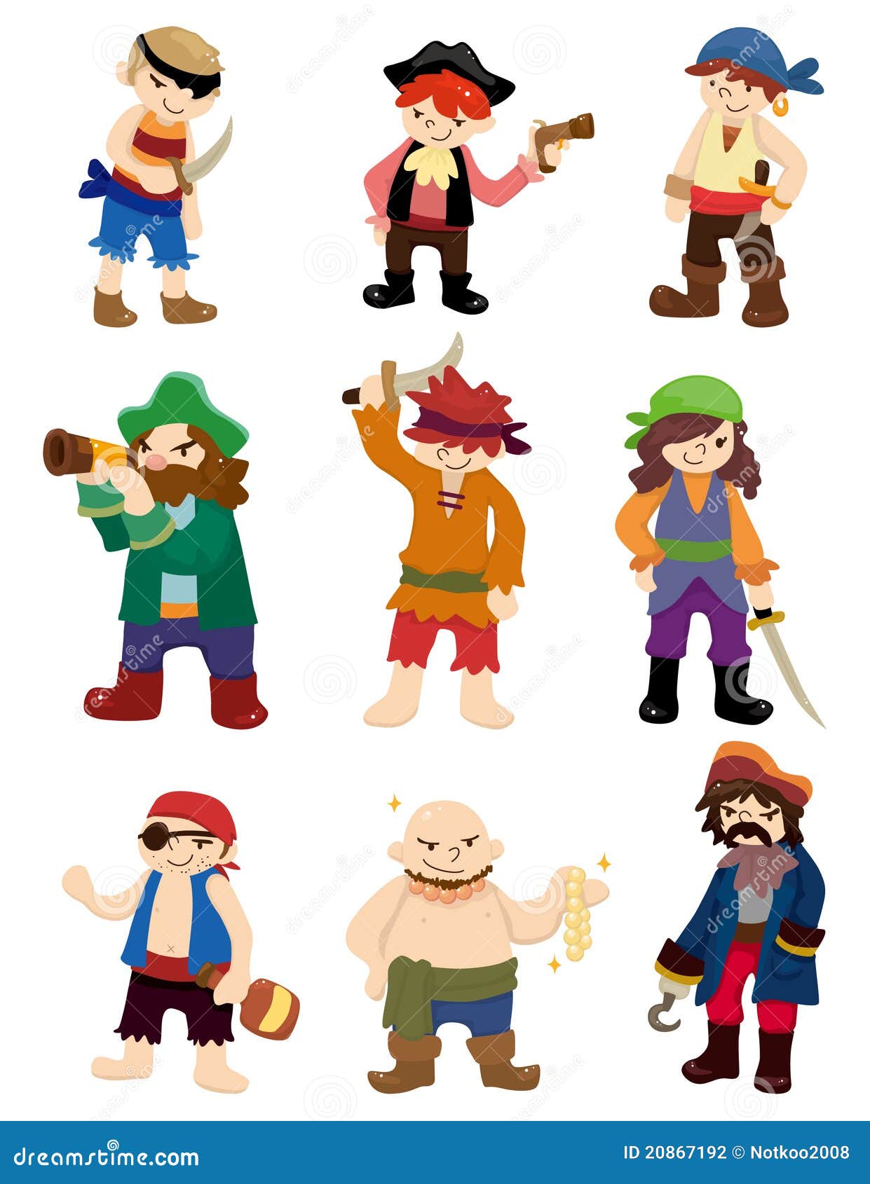 Cartoon Pirate Icon Set Vector Illustration | CartoonDealer.com #20867192