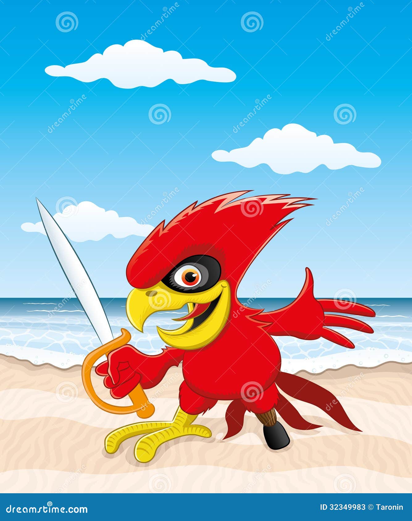 Cartoon pirate parrot. stock vector. Illustration of happy - 32349983