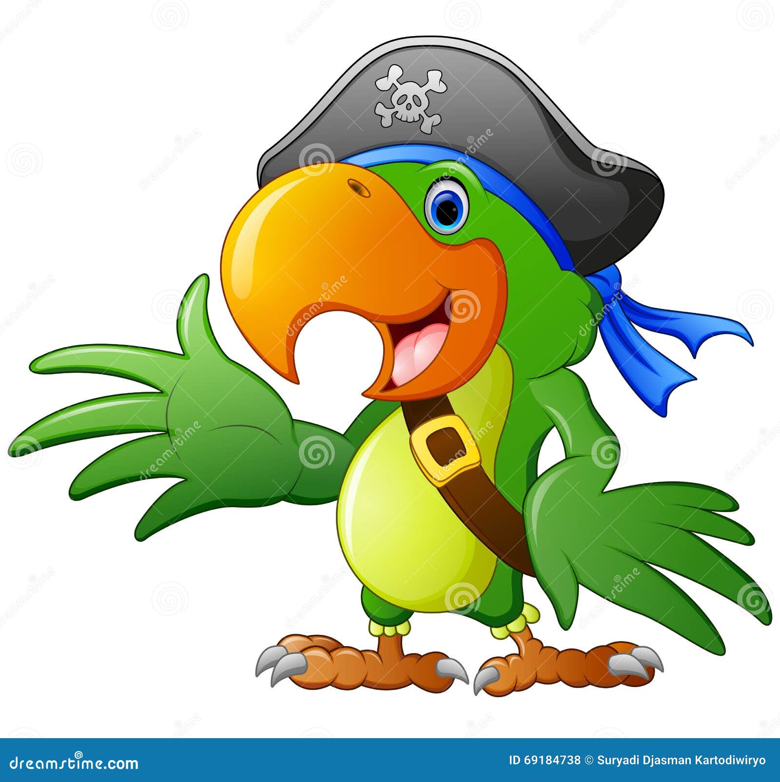 Cartoon pirate parrot stock vector. Illustration of nature - 69184738