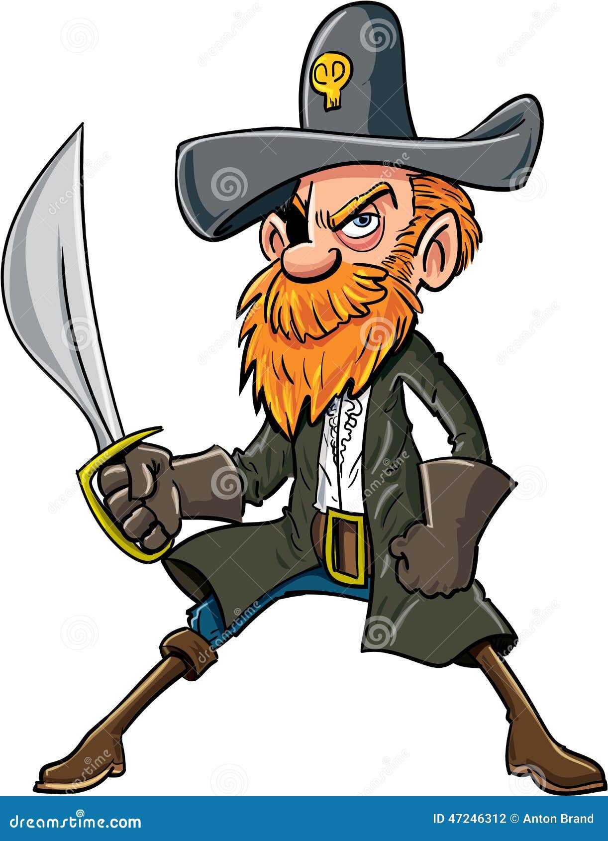 Cartoon Pirate with a Sabre Stock Illustration - Illustration of person ...