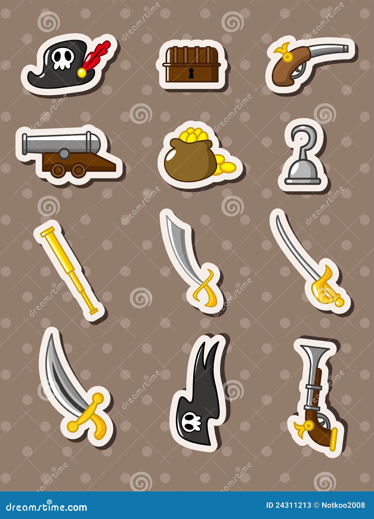 Cartoon pirate stickers stock vector. Illustration of collection - 24311213