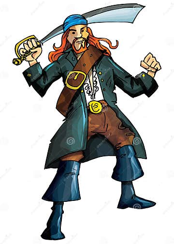 Cartoon Pirate with a Sword Stock Vector - Illustration of navigation ...
