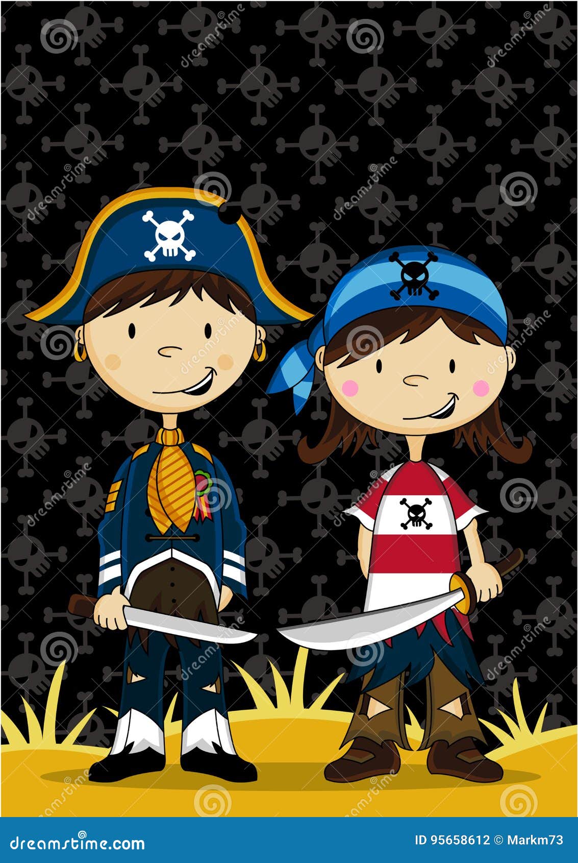 Cartoon Pirates stock vector. Illustration of pirates - 95658612