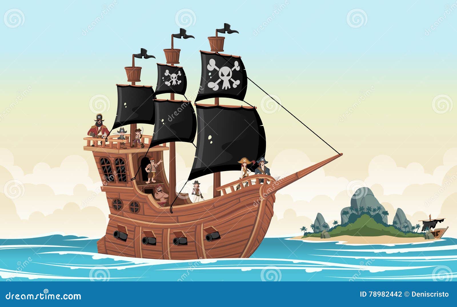 Set With Cartoon Pirates Vector Illustration | CartoonDealer.com #42224426