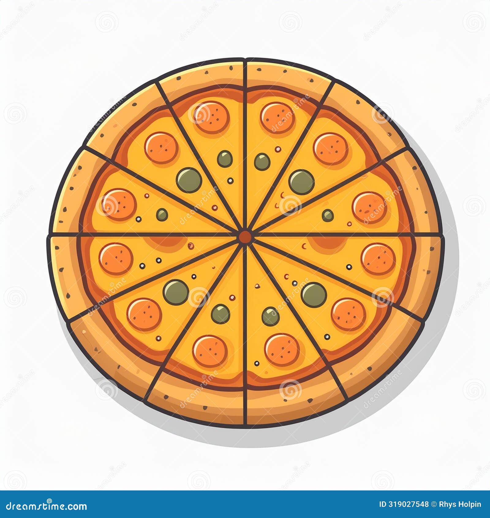 A Cartoon Pizza stock illustration. Illustration of produce - 319027548
