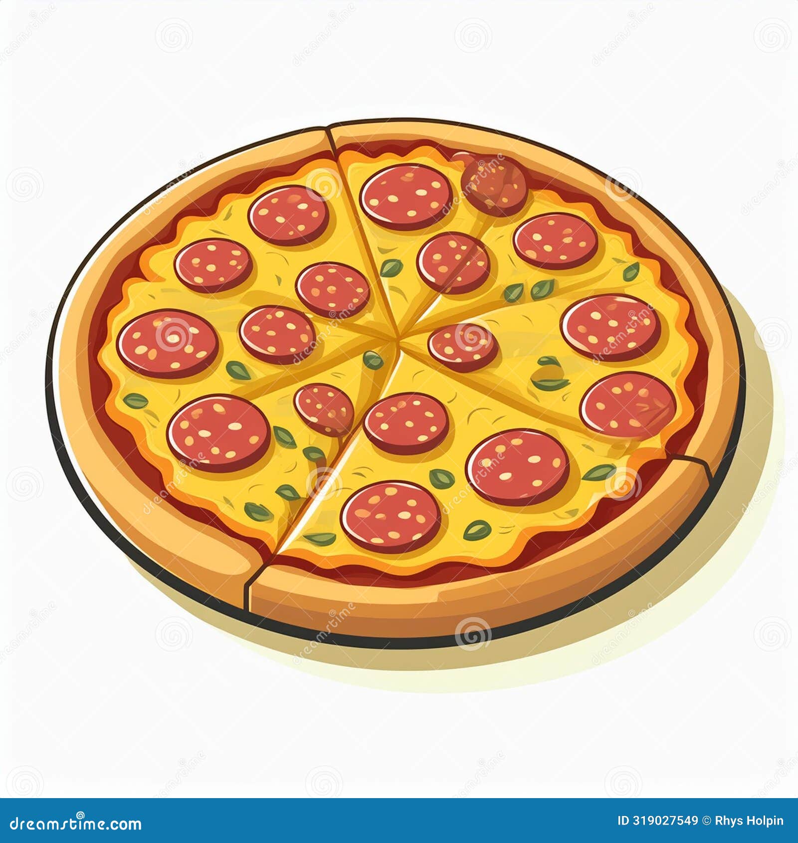 A Cartoon Pizza stock illustration. Illustration of icing - 319027549
