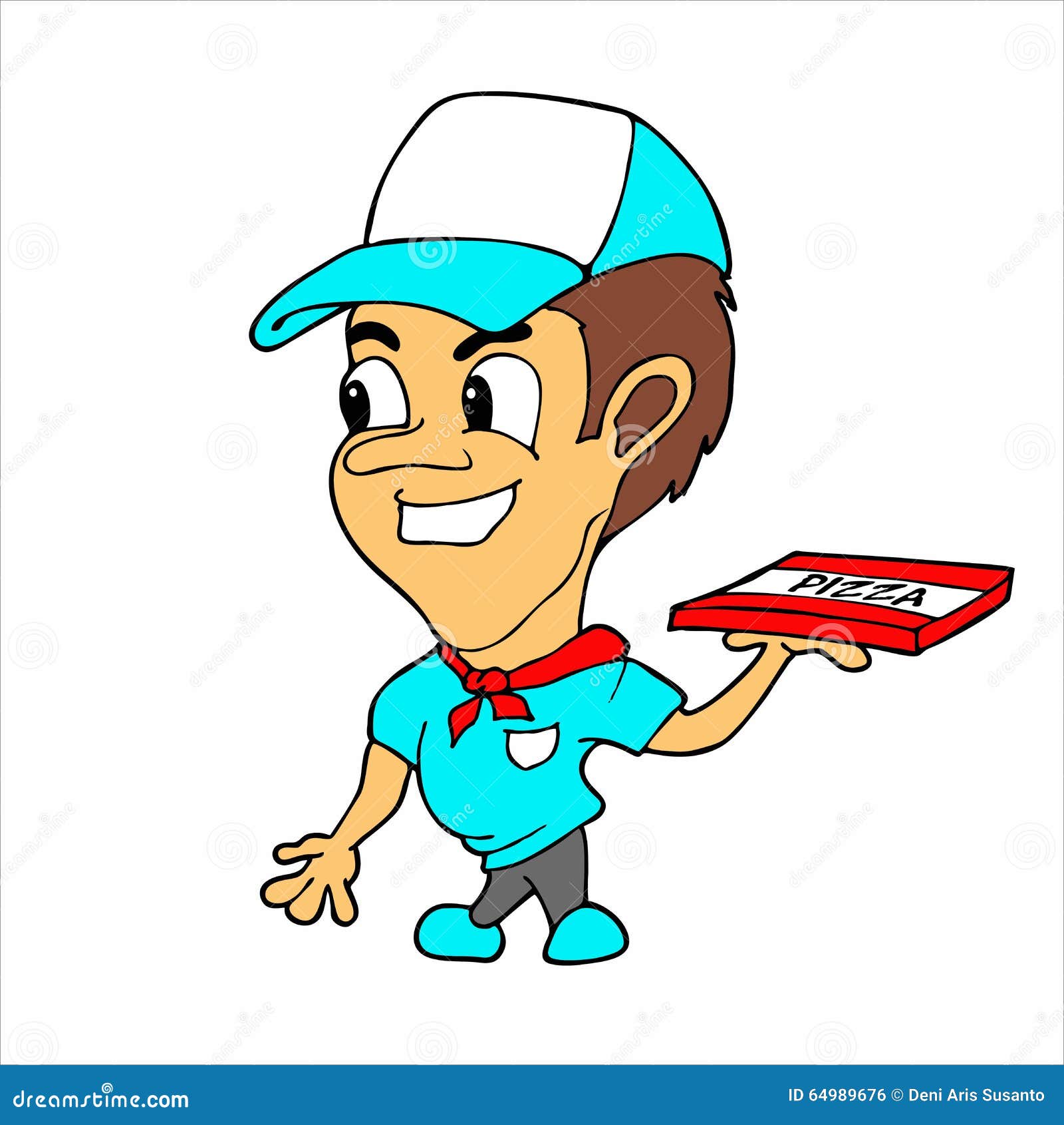 Cartoon of Pizza Delivery Boy Stock Vector - Illustration of motorcycle ...