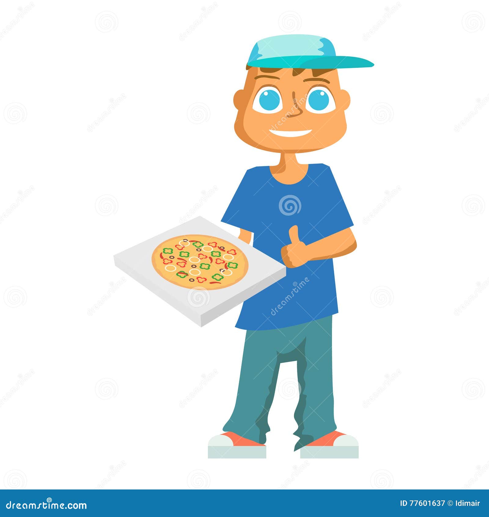 Cartoon Pizza Delivery Guy. Vector Stock Vector - Illustration of ...