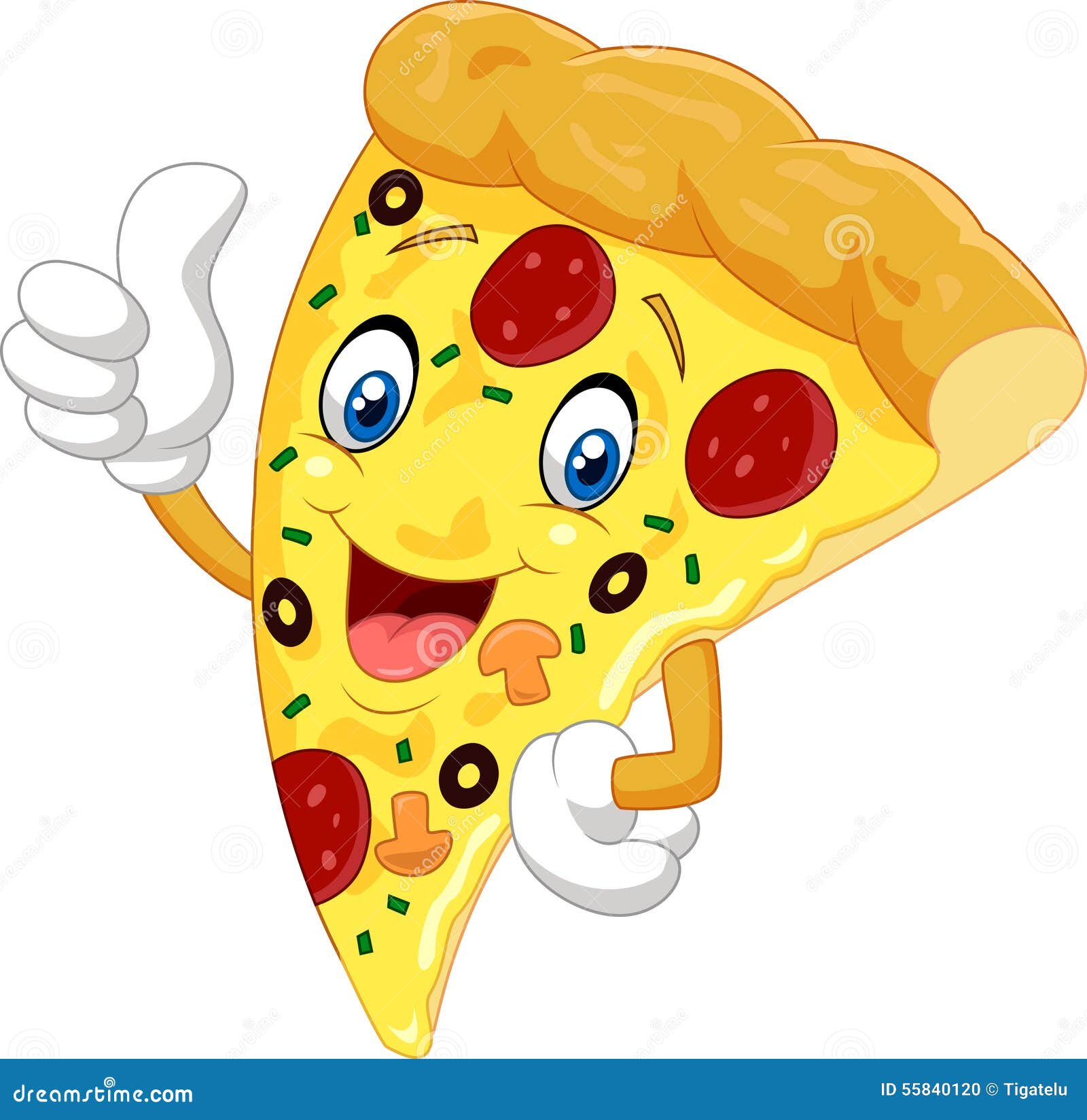 Cartoon Pizza Giving Thumb Up Stock Vector - Image: 55840120