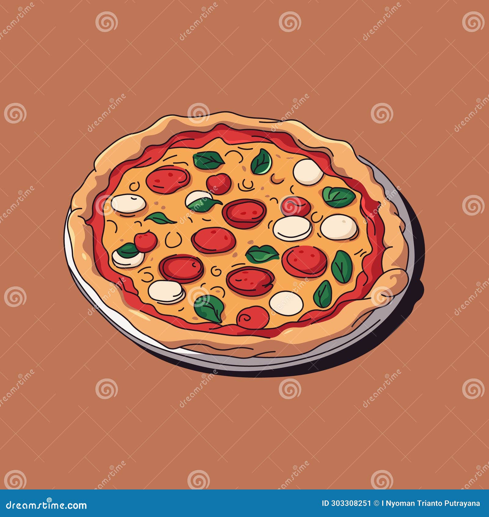 Cartoon Pizza Pie. stock vector. Illustration of pizza - 303308251
